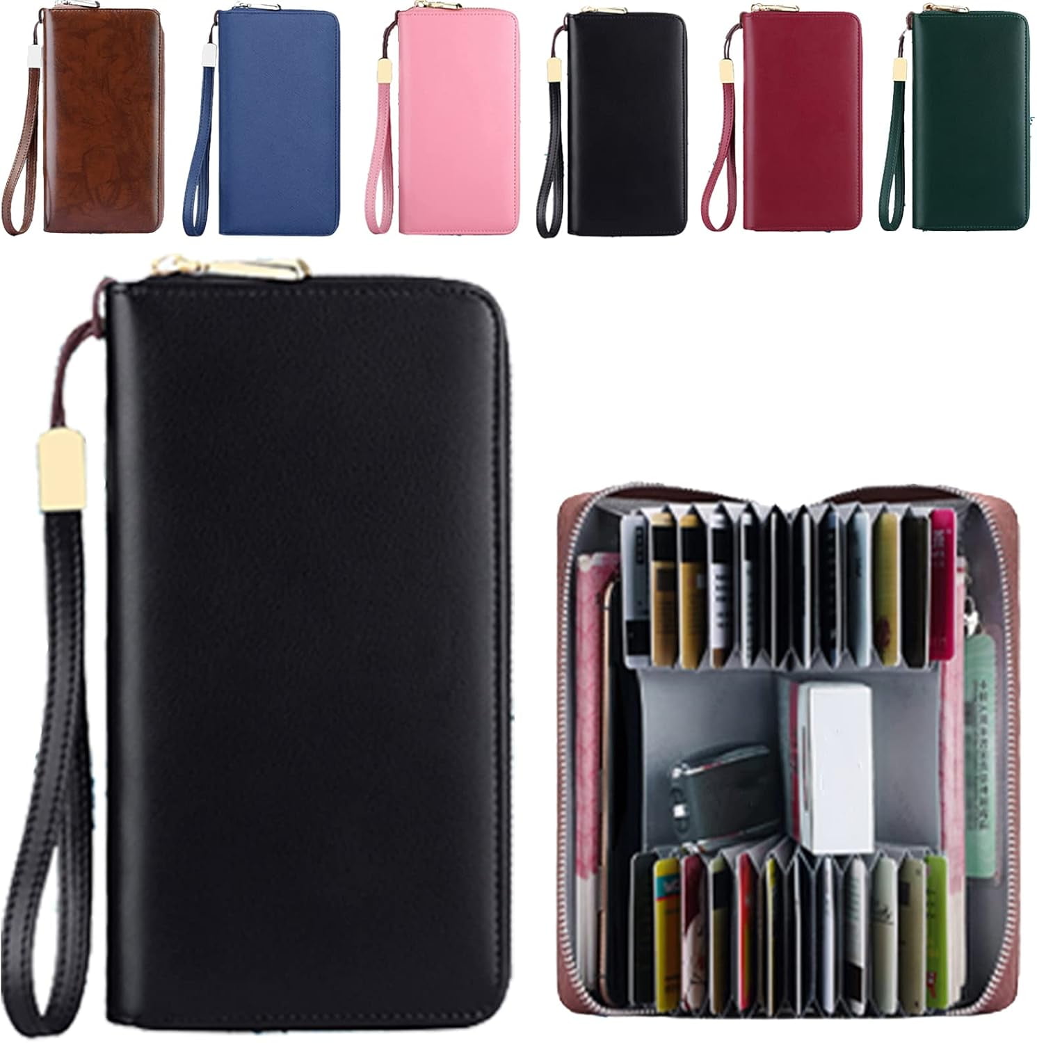 FUNING Anti-credit Card Fraud Multi-compartment Wallet, 24 Slots RFID ...