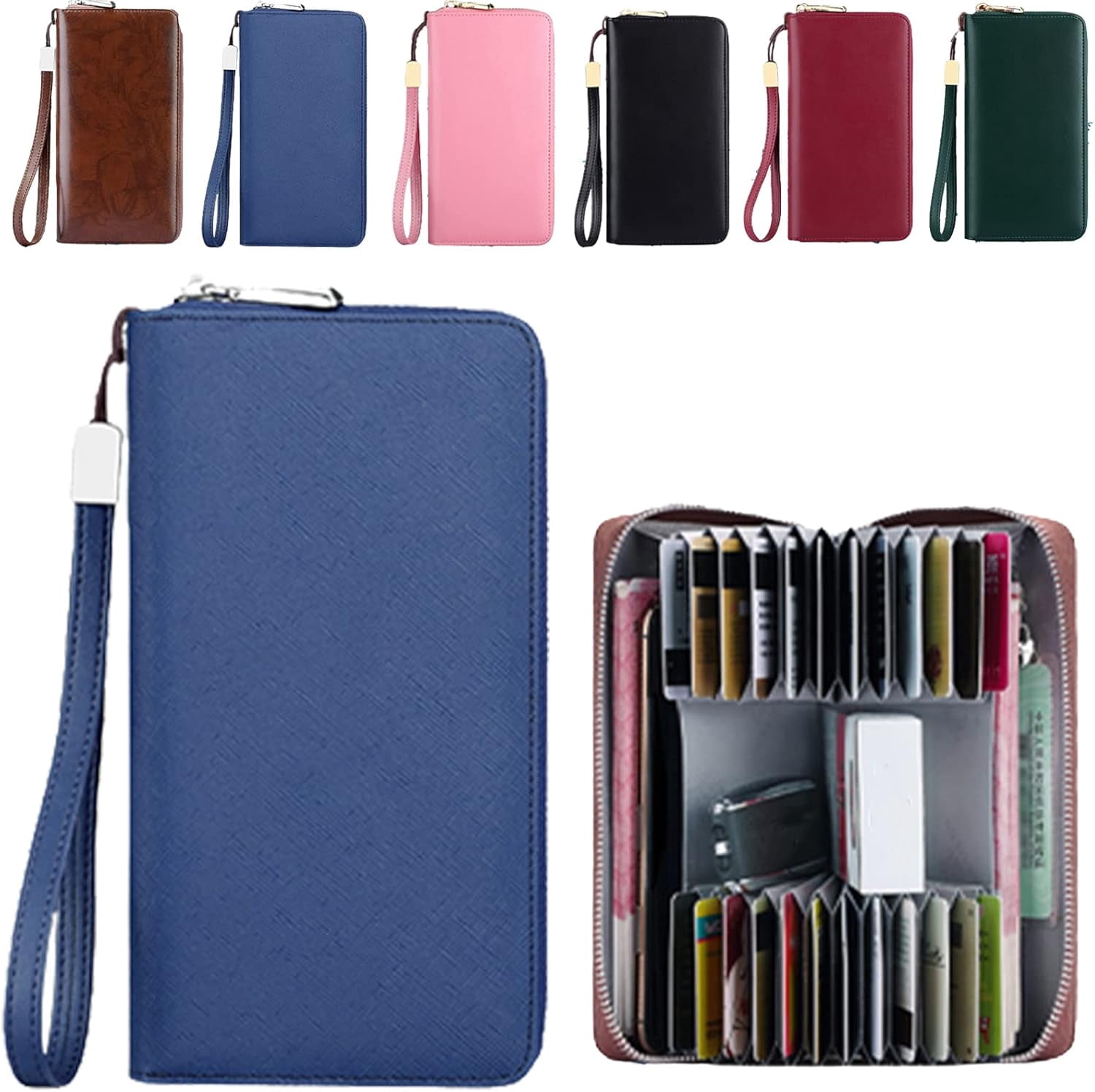 FUNING Anti-credit Card Fraud Multi-compartment Wallet, 24 Slots RFID ...
