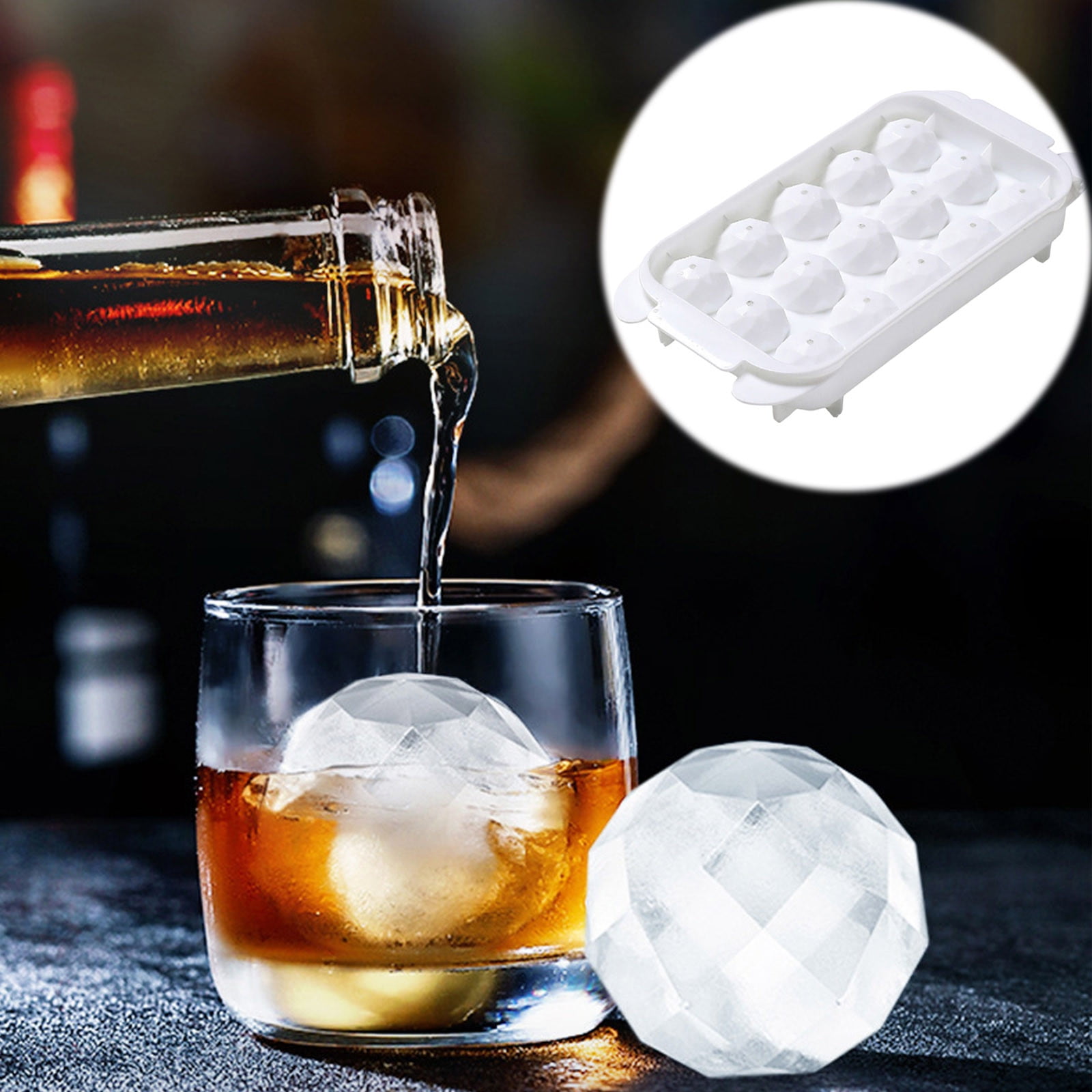 FUNING Small Round Ice Tray For Freezer, Ice Ball Maker Reusable Ice ...