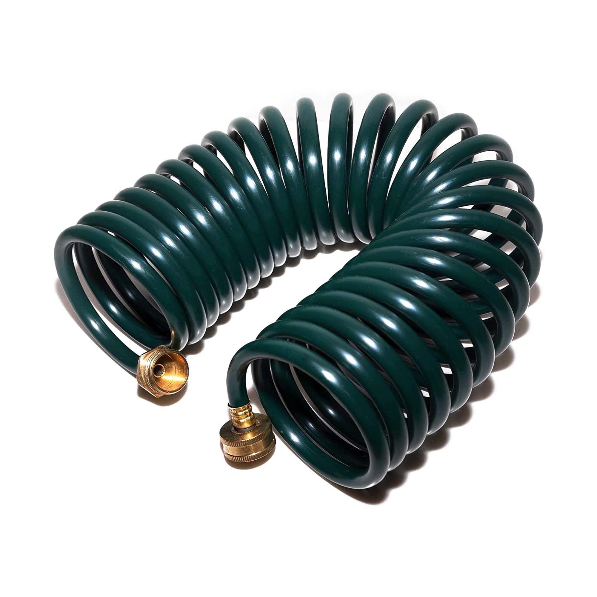 FUNJEE Durable, Lightweight, UV Resistant EVA Coil Garden Hose with 3/4 ...