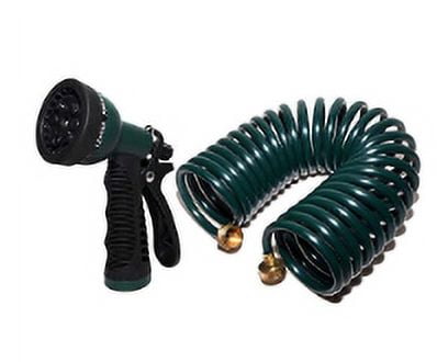 FUNJEE Heavy-Duty EVA Coil Hose Recoil Garden Water Hose with 3/4" GHT ...