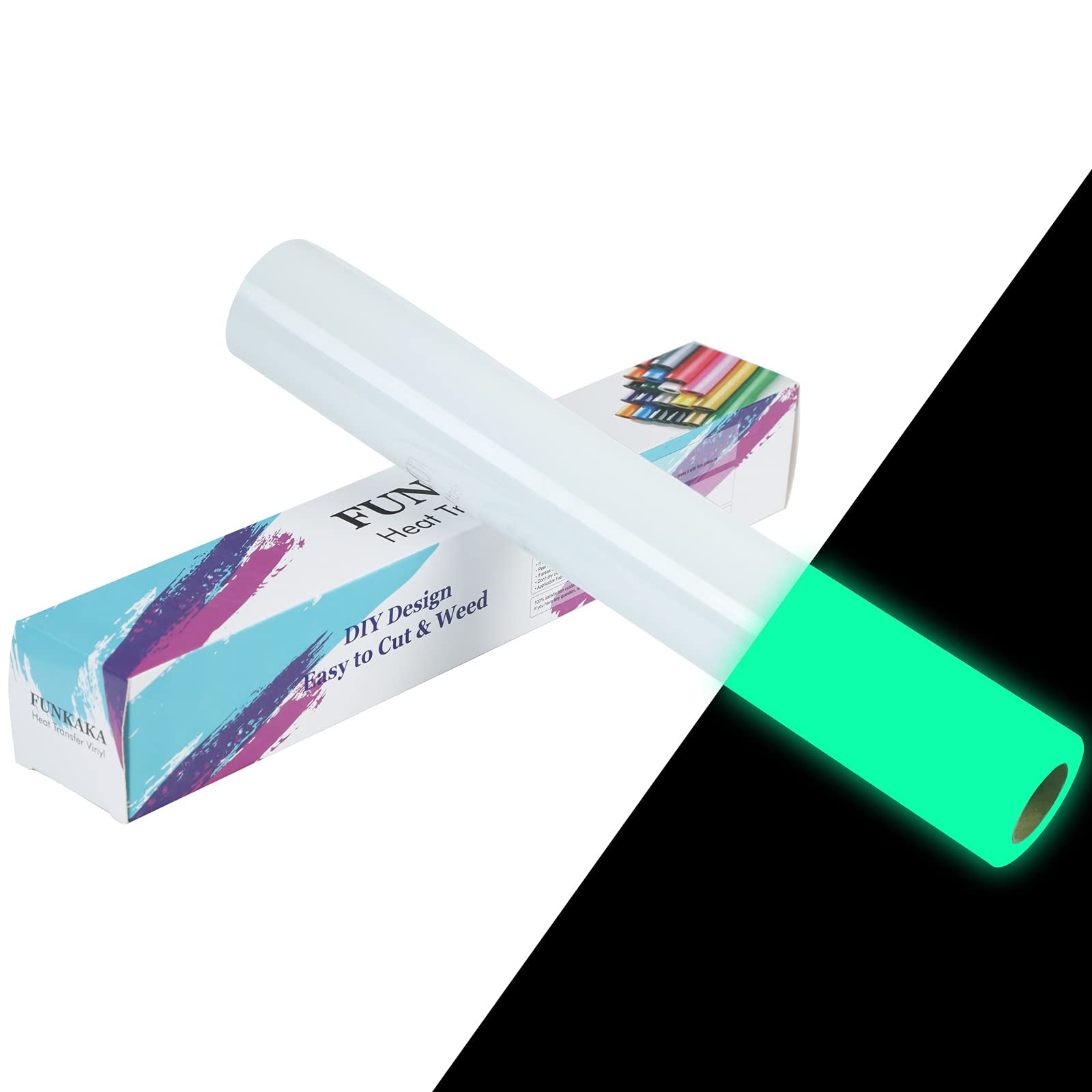 FUNKAKA Glow in The Dark Heat Transfer Vinyl Roll 12"x10ft Luminous ...