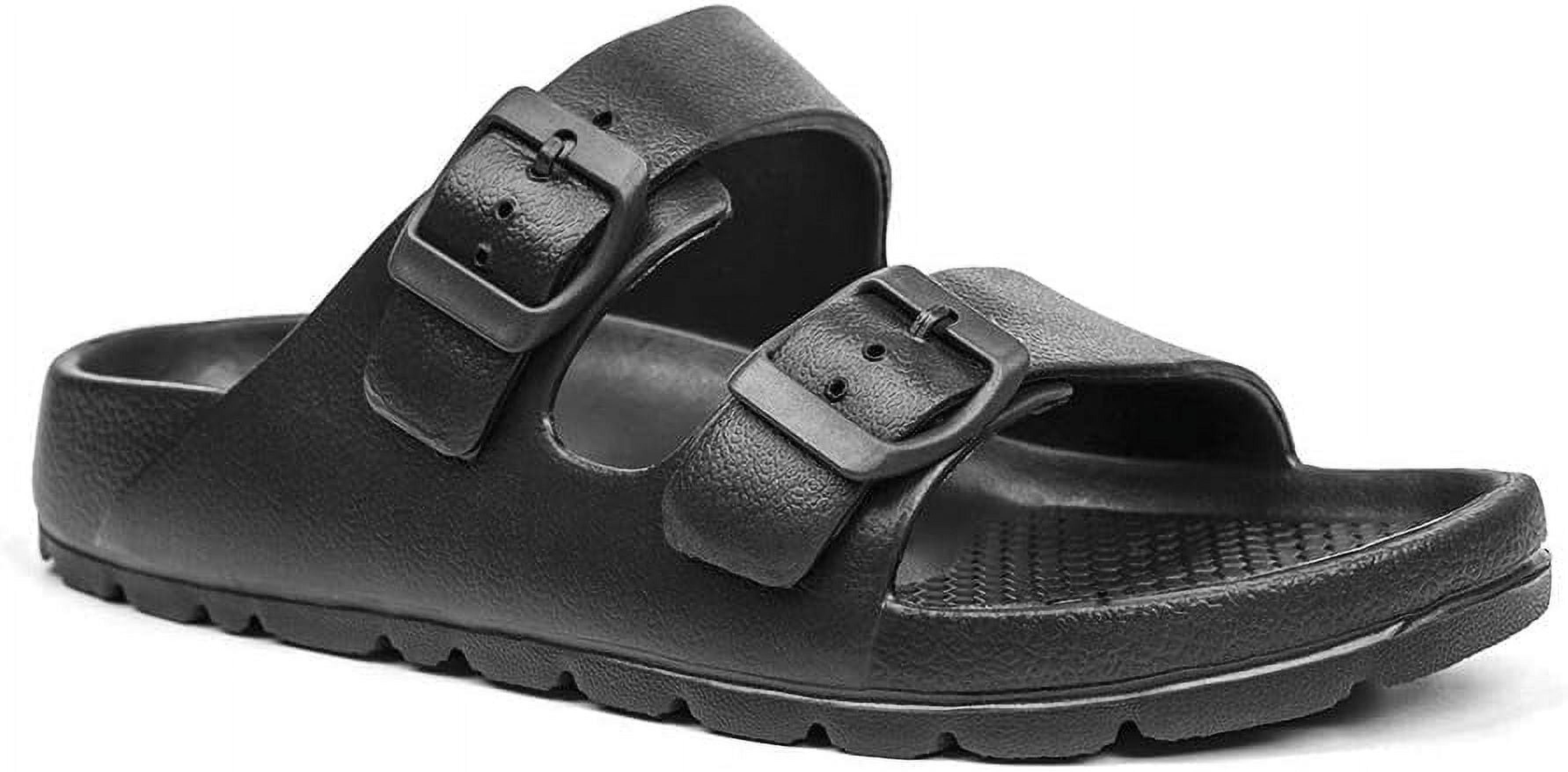 FUNKYMONKEY Women's Comfort Slides Double Buckle Adjustable EVA Flat ...