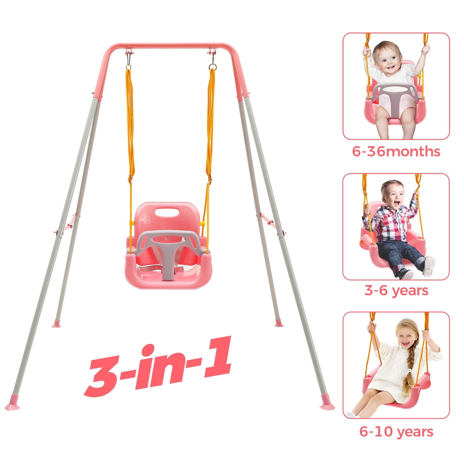 FUNLIO 3-in-1 Outdoor Swing Set for Kids with 4 Sandbags - Toddler Toys ...
