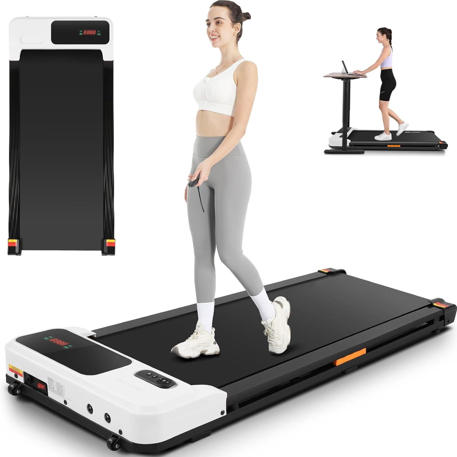 FUNMILY Walking Pad 3 in 1 Under Desk Treadmill, 2.5 HP Quiet Portable ...