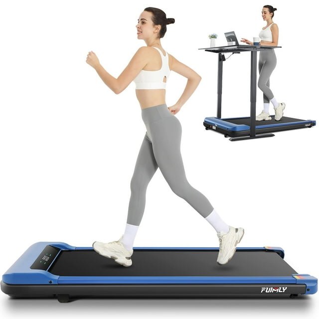 FUNMILY Personal Under Desk Treadmill with Remote Control, LED Display for Home Office, Blue ...