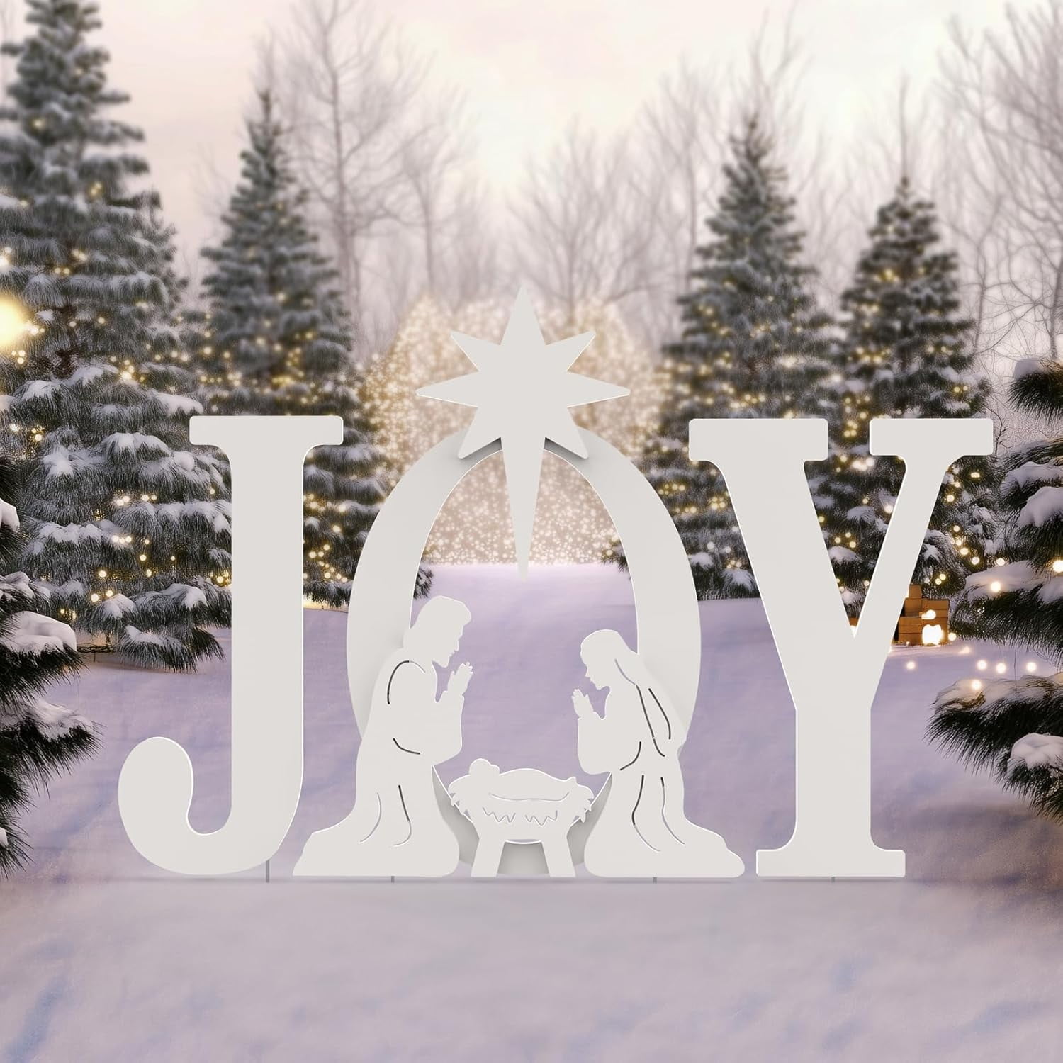 FUNNGO JOY Outdoor Christmas Decorations, 3-Piece Nativity Yard Decor ...