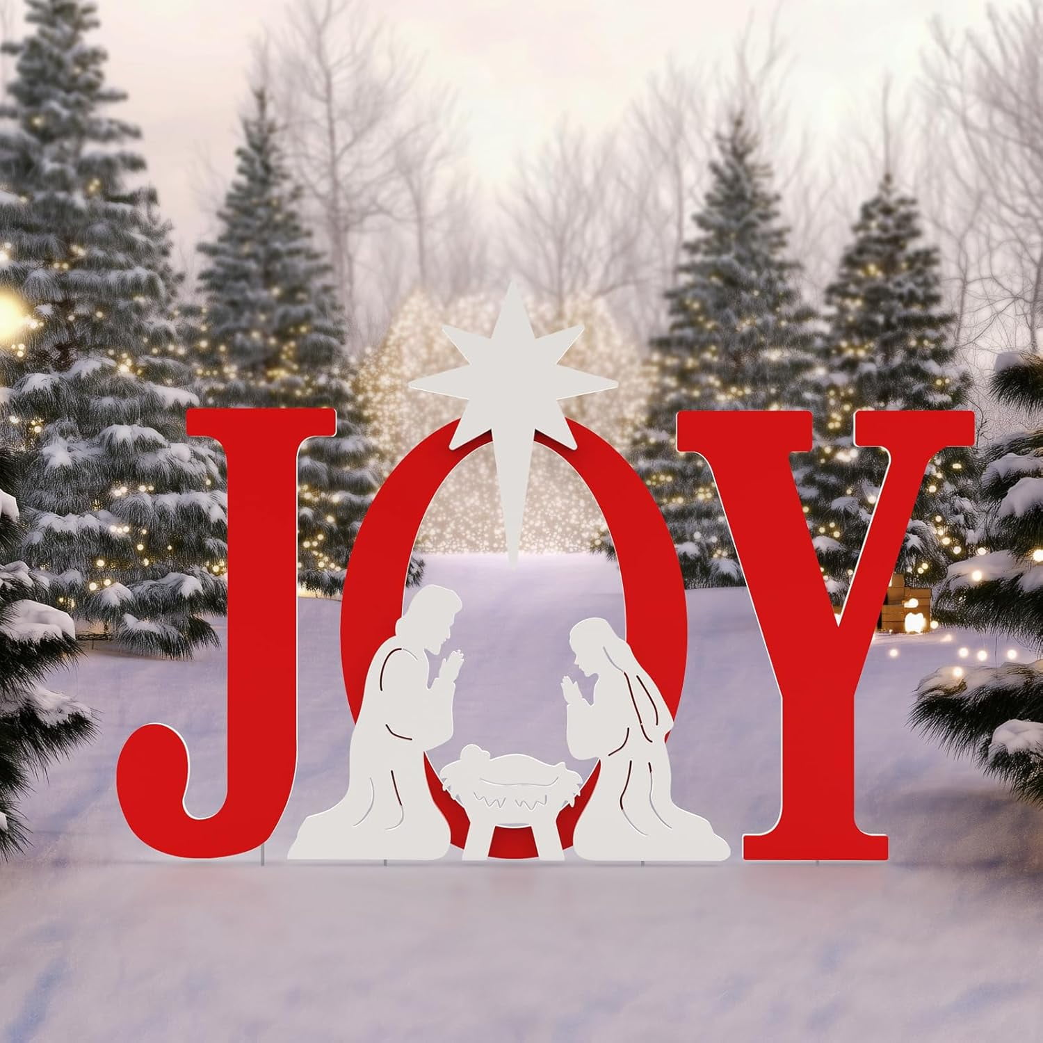 FUNNGO JOY Outdoor Christmas Decorations, 3-Piece Nativity Yard Decor ...