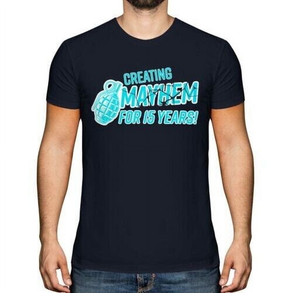 FUNNY 15TH BIRTHDAY PRESENT CREATING MAYHEM 15 YEARS MENS T-SHIRT GIFT ...