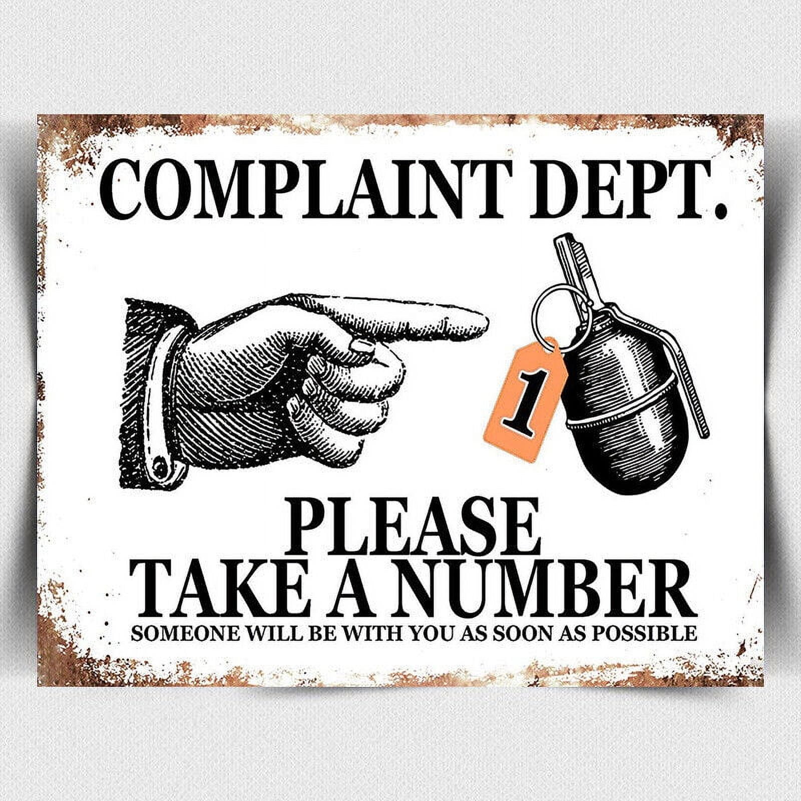 FUNNY COMPLAINT DEPARTMENT METAL SIGN WALL PLAQUE Retro Vintage office ...