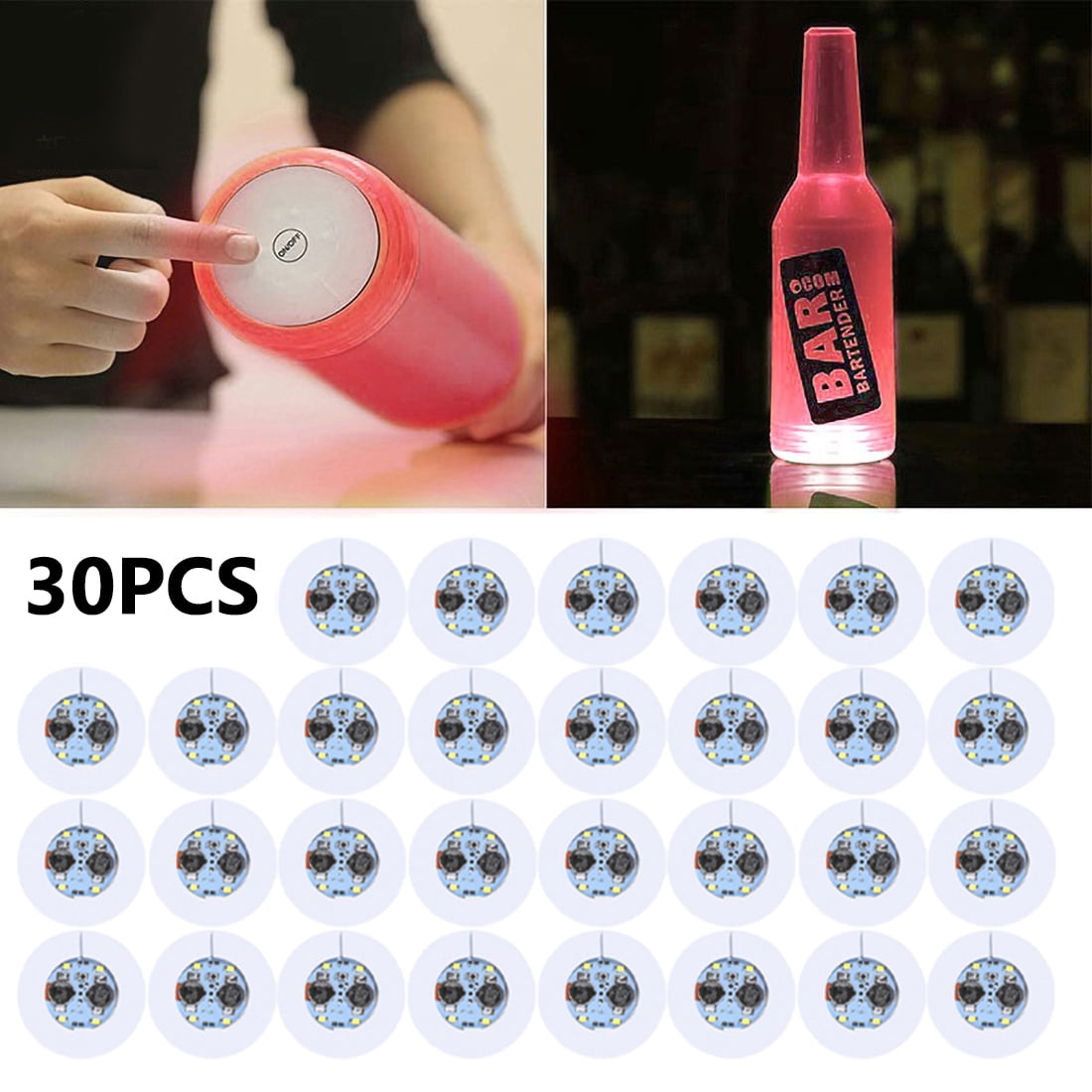 FUNNYFAIRY LED Coasters, 30 Pack Light Up Coasters, 7 Colors RGB LED ...