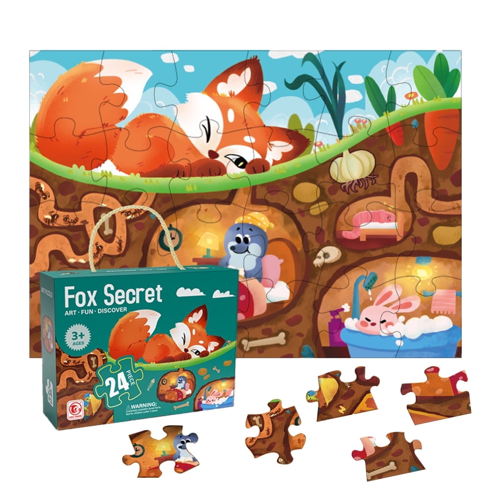 FUNNYFAIRYE 24 Pieces Children's Educational Brain Toy Puzzle,Snap ...