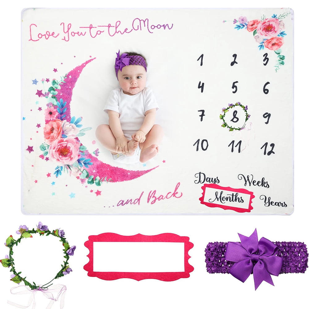FUNNYFAIRYE Baby Milestone Blanket,Moon Baby Month Blanket - First Year ...