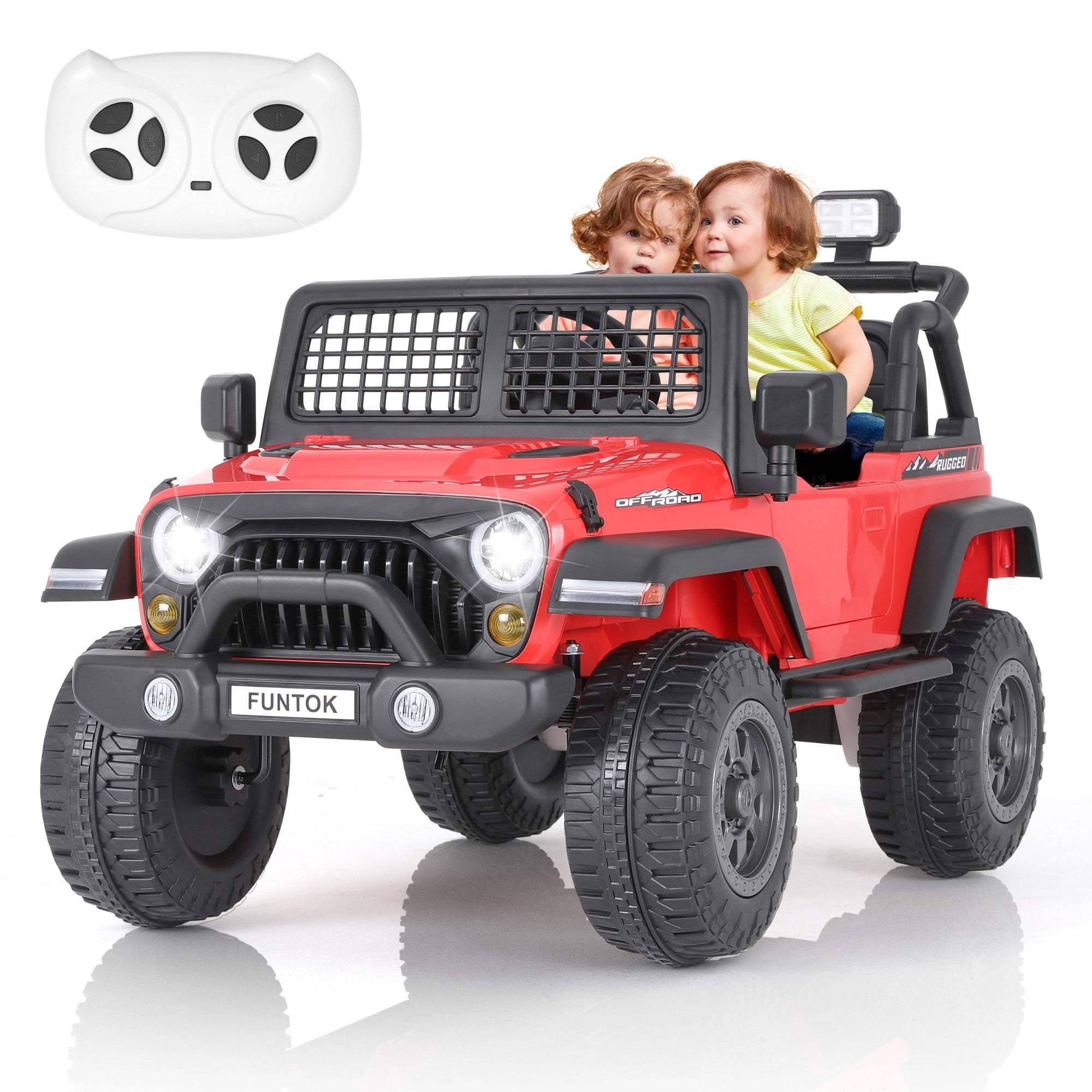 FUNTOK 12V 7AH 2 Seater Electric Ride on Toys, Kids Battery Powered ...
