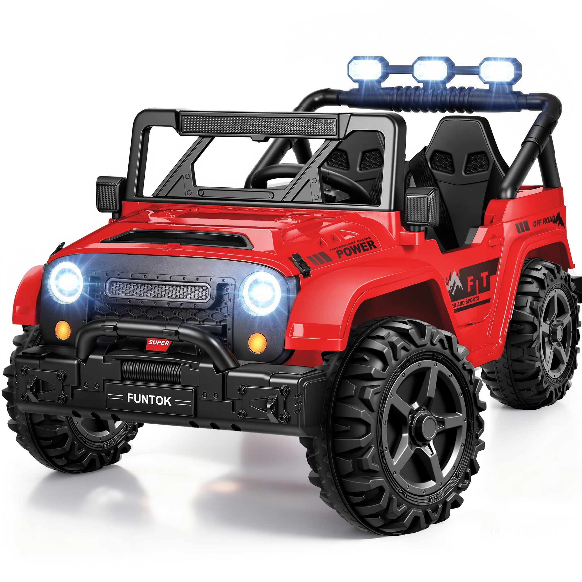 FUNTOK 24 Volt 2 Seater Kids Ride on Truck w/ 20 " Large Seat, 4 x 200W ...