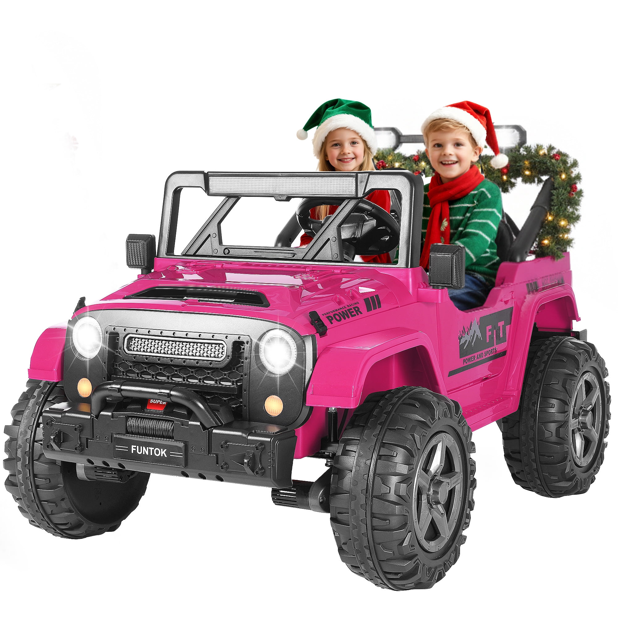 FUNTOK 24V 2 Seater Kids Ride on Toys w/ 20 " Large Seat, 4 x 200W ...