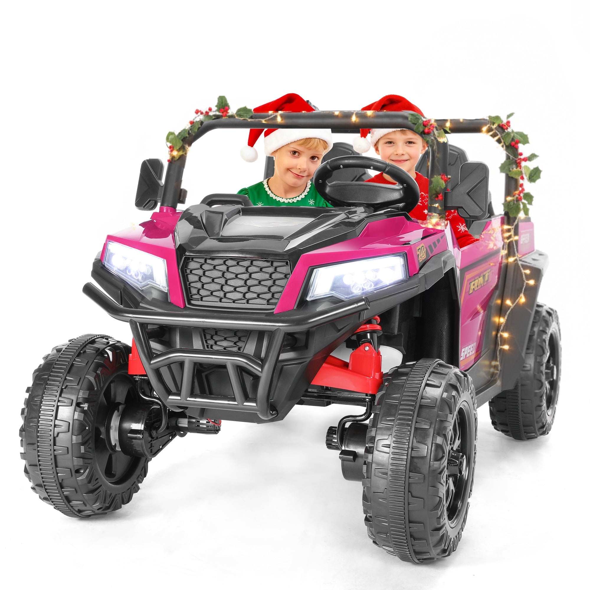 FUNTOK 24V 2 Seater Ride On Toy, Large 20-inch Seat, 4WD/2WD Switchable ...