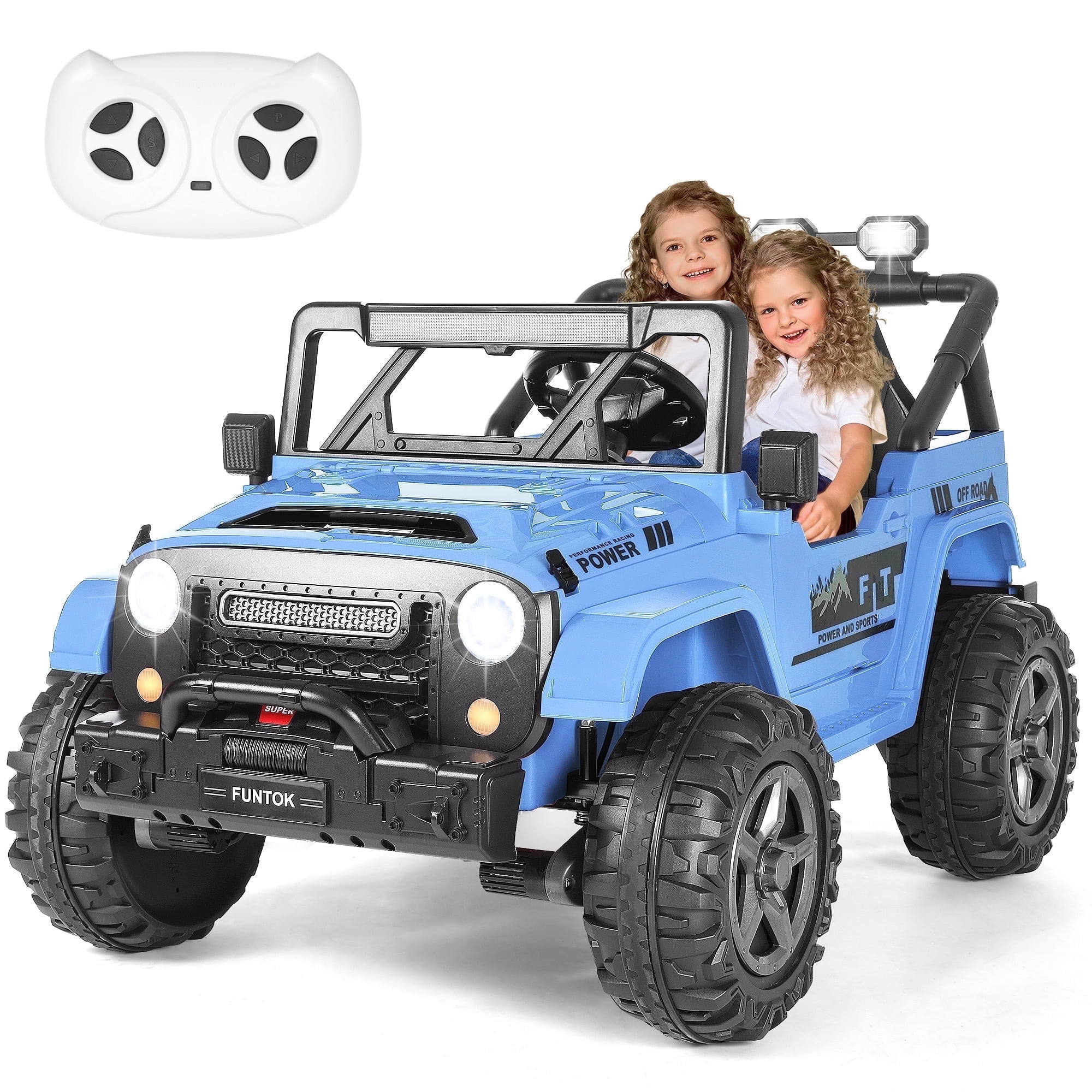 FUNTOK 24V 2 Seater Kids Ride on Truck w/ 20 " Large Seat, 4 x 200W ...