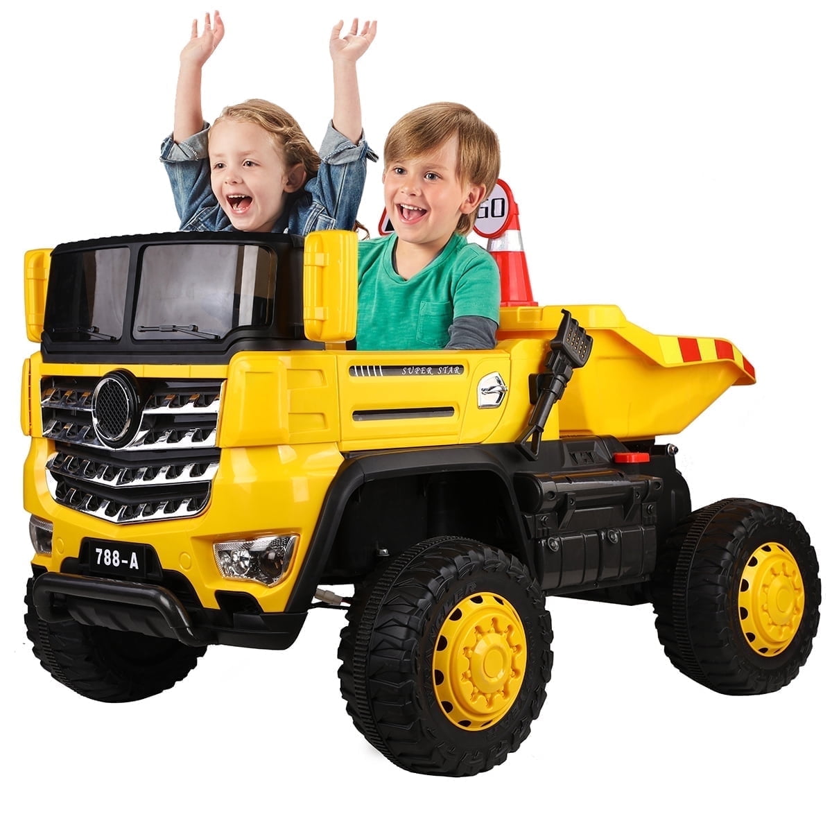 FUNTOK Licensed Caterpillar Kids Ride on Dump Truck, 12V 7AH Electric ...