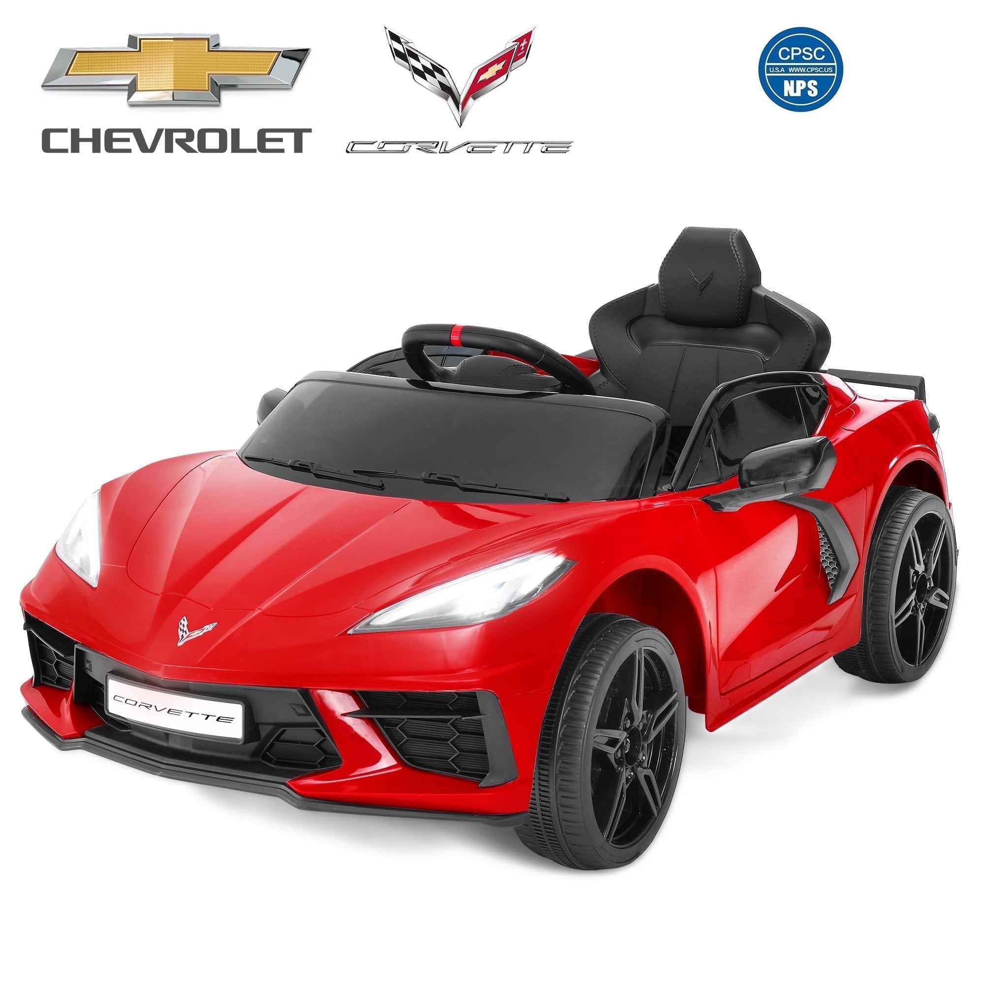 FUNTOK Licensed Chevrolet Corvette C8 12V Kids Ride On Car, Remote ...