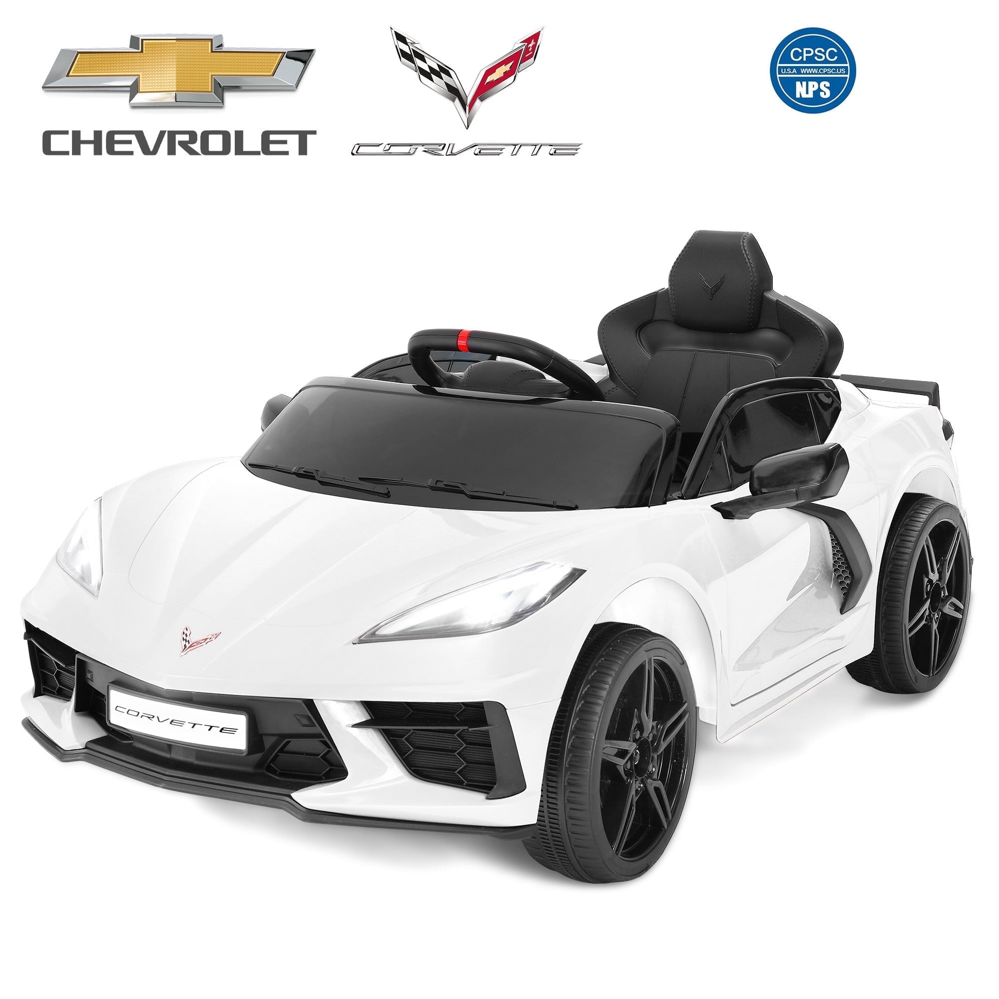 FUNTOK Licensed Chevrolet Corvette C8 12V Kids Electric Ride on Car Toy ...