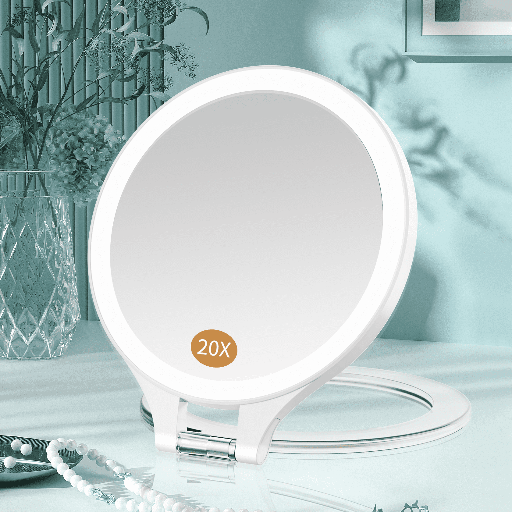 FUNTOUCH Light Magnify Mirrors 20X 1X Double Sided Magnification Vanity ...