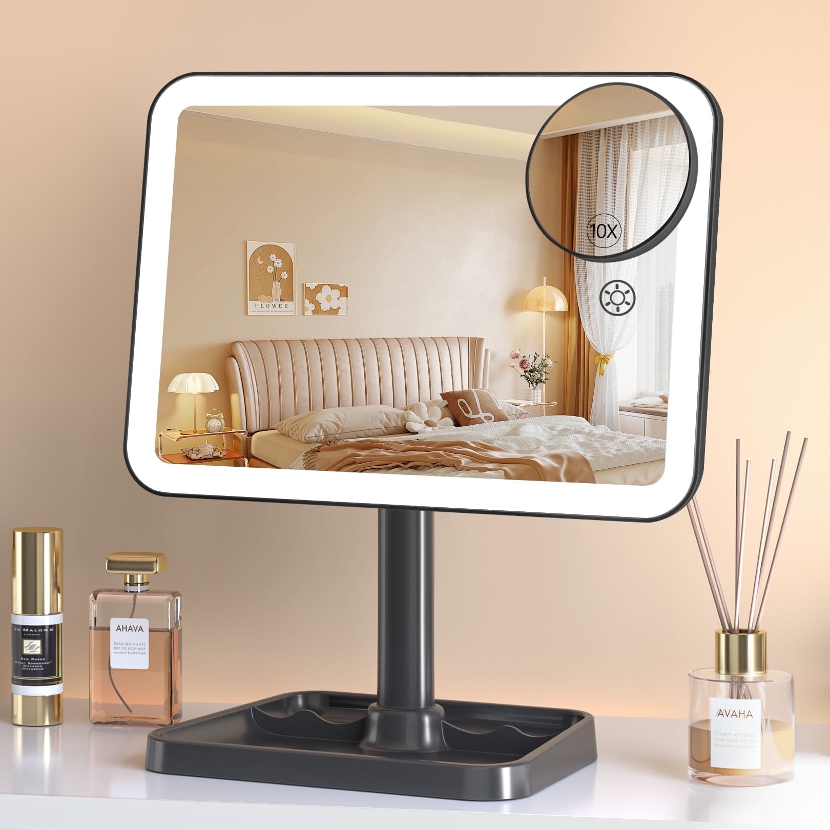 FUNTOUCH Vanity Mirror with Lights, Rechargeable 10X Magnification 3 ...