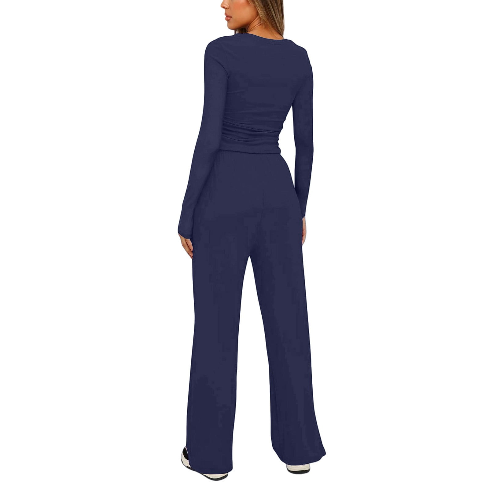 FUNUONY 2 Piece Lounge Sets for Women Fall Outfits Long Sleeve Wide Leg ...