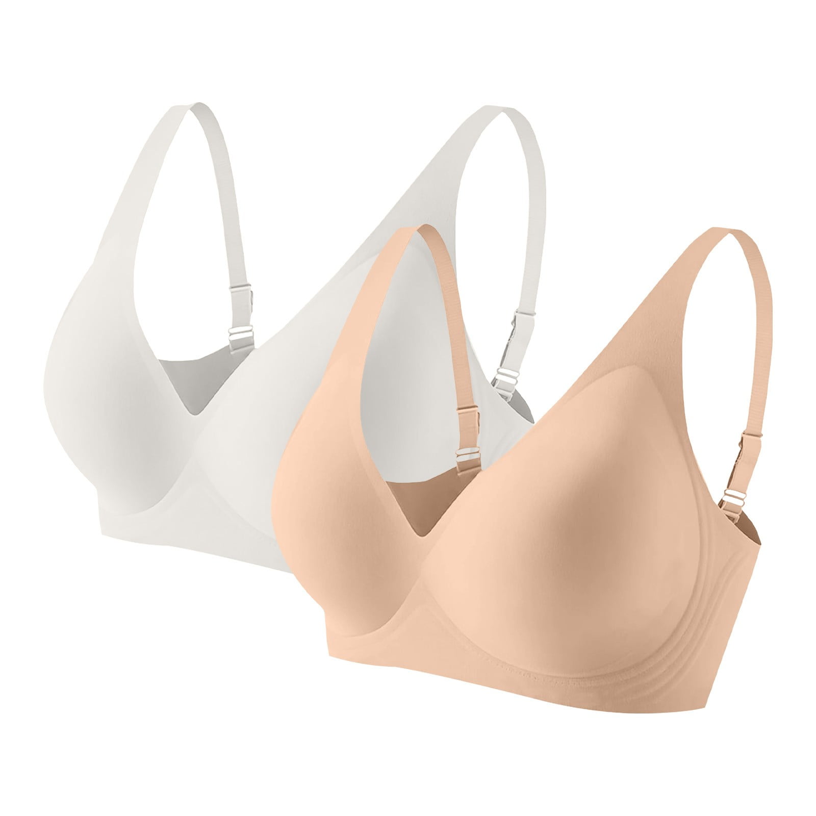 FUNUONY 2Pc Deep V Bras for Women No Underwire Seamless Jelly Push Up ...
