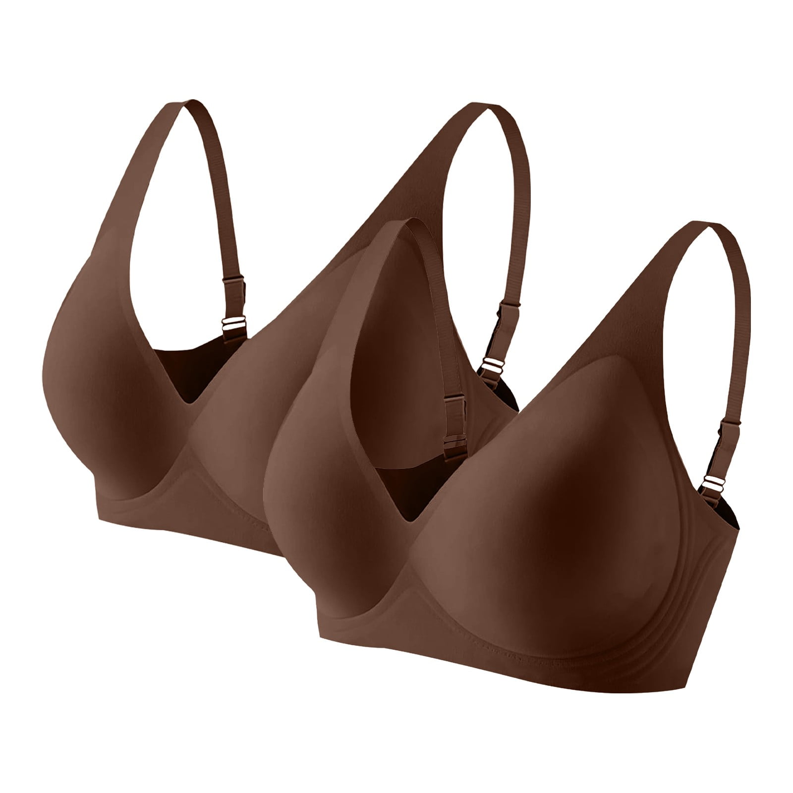 FUNUONY 2Pc Deep V Bras for Women No Underwire Seamless Jelly Push Up ...
