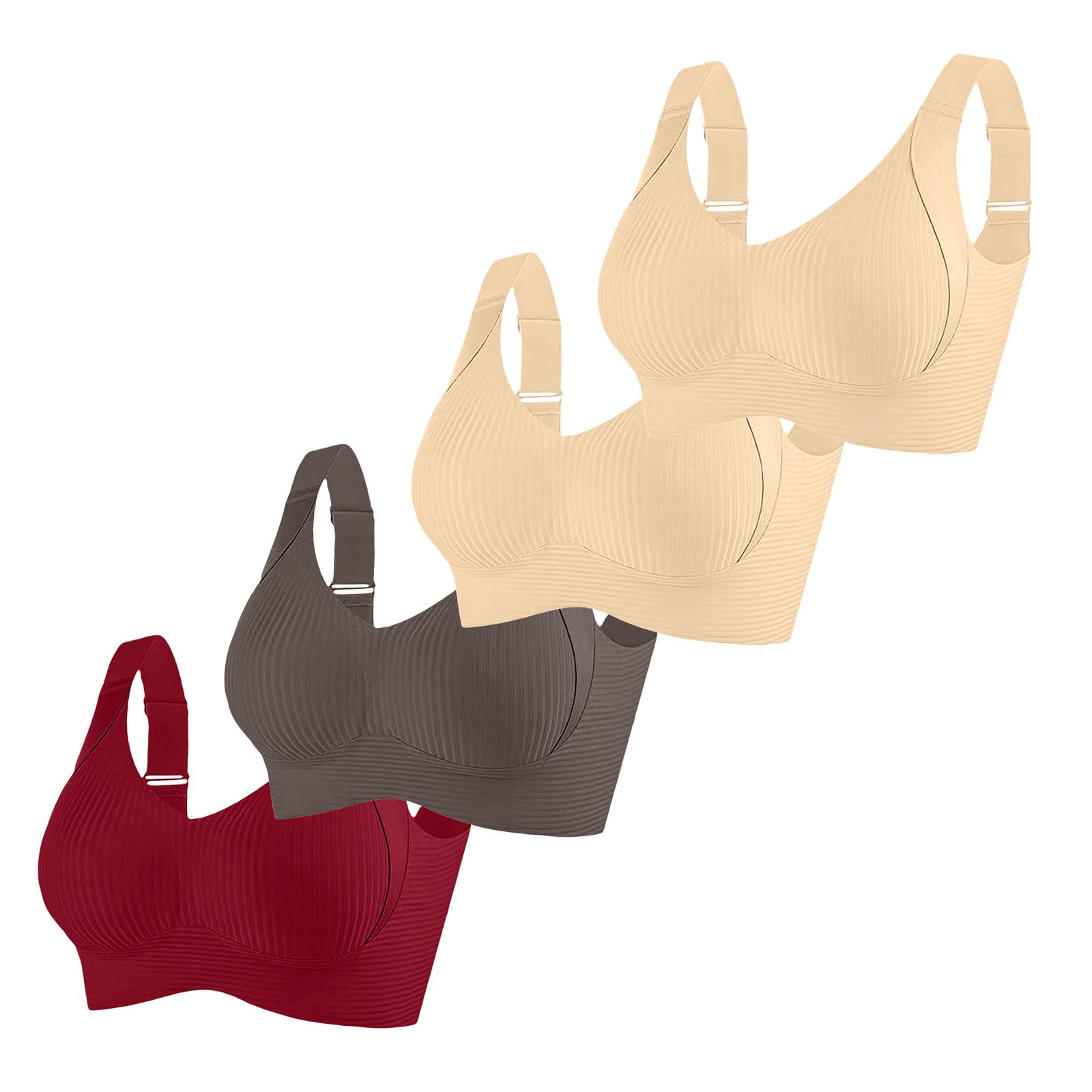 FUNUONY 4 Pack Women's Seamless Bra Comfortable Push Up Bras Bras for ...