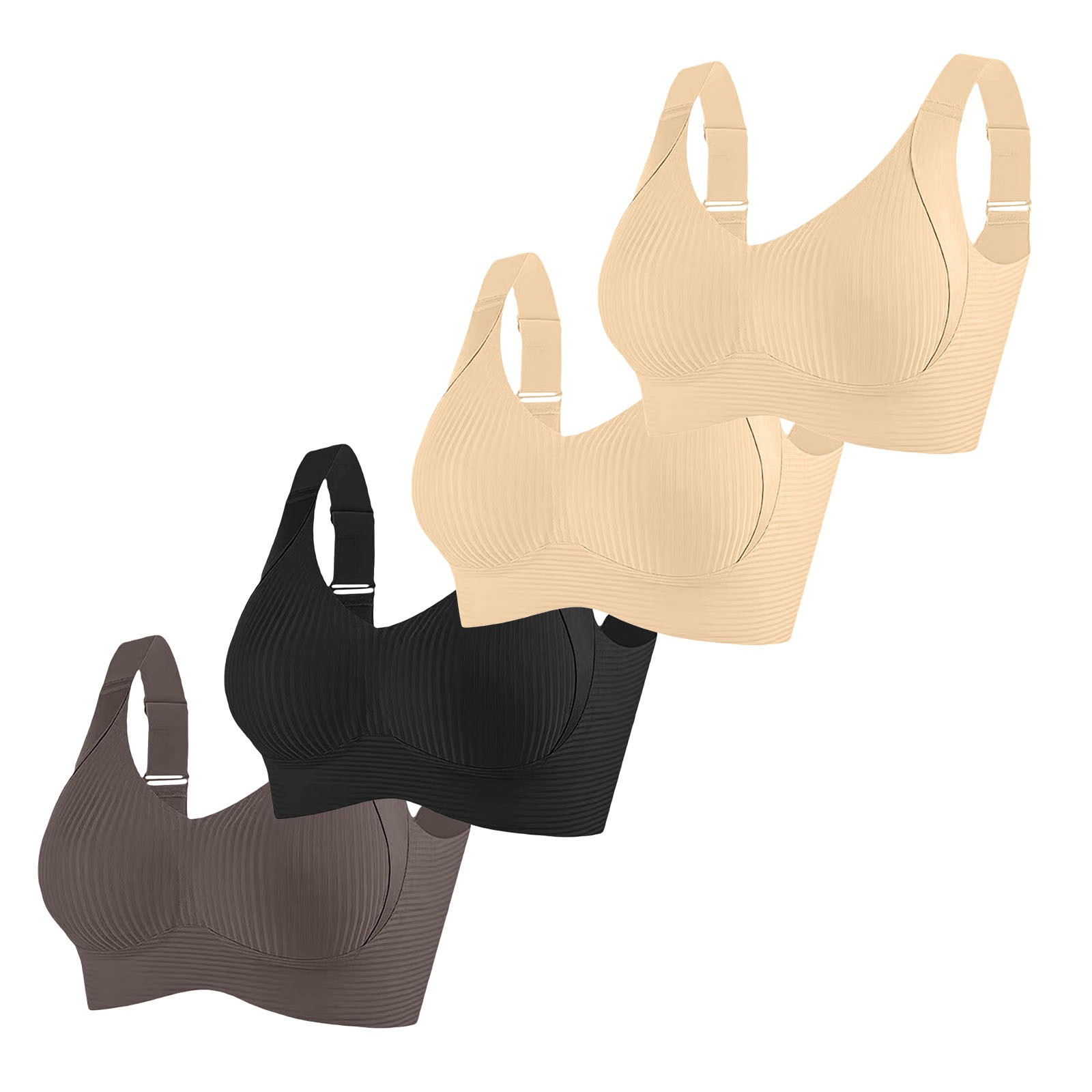 FUNUONY 4 Pack Women's Wirefree Bras with Support and Lift T-Shirt Bra ...