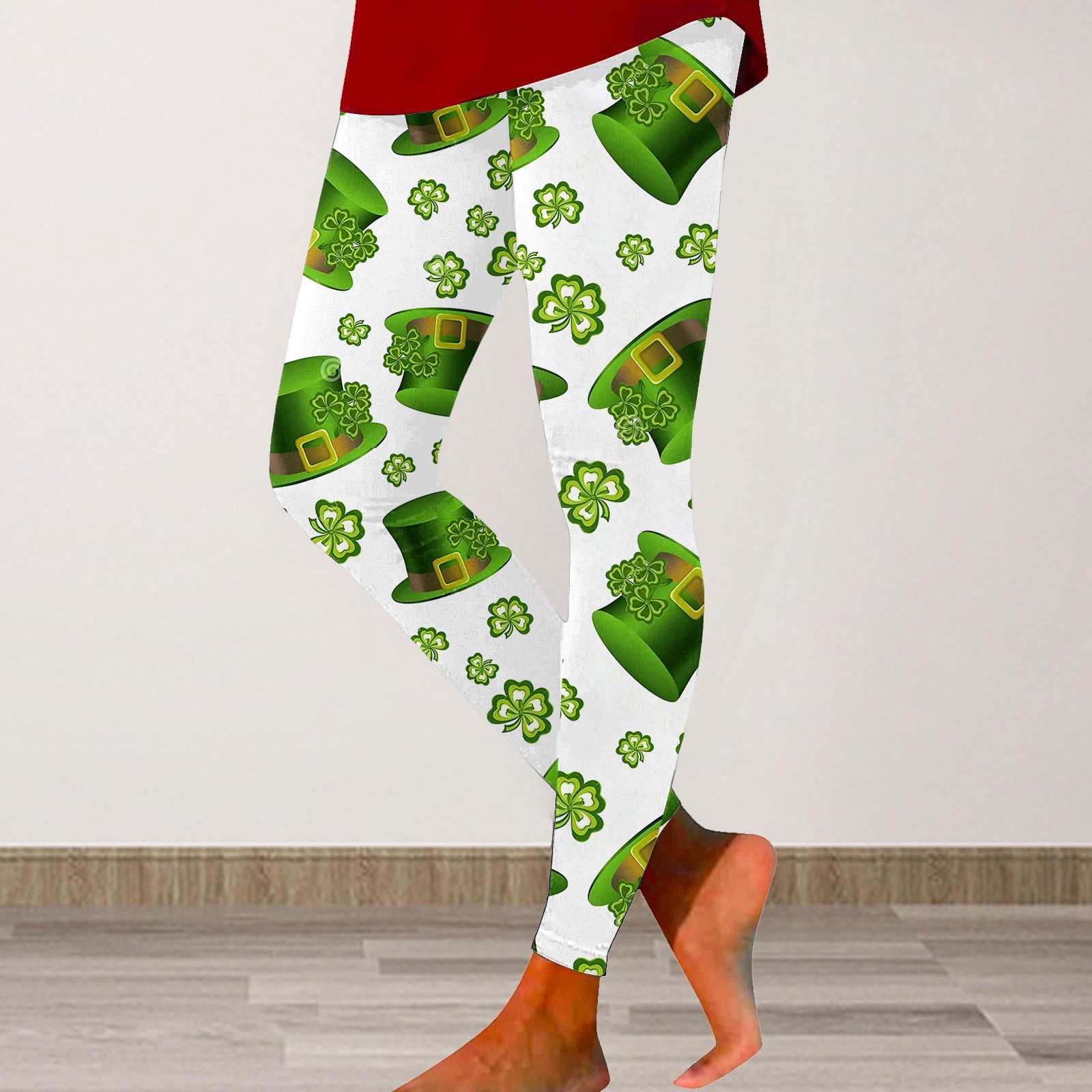 FUNUONY BIG Sale!! St Patricks Day Leggings for Women Shamrock Clover ...