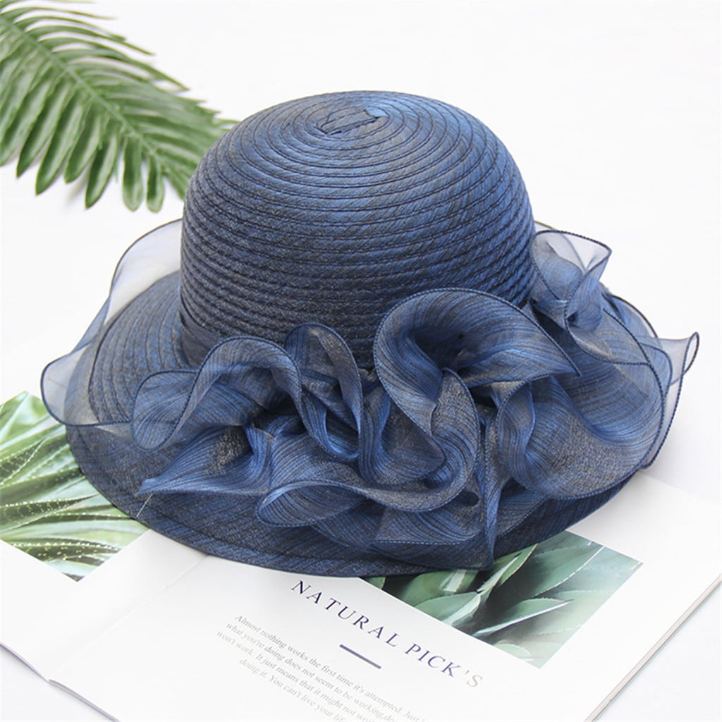 FUNUONY Women's Party Church Derby Top Hats Organza Sun Visor Cap ...