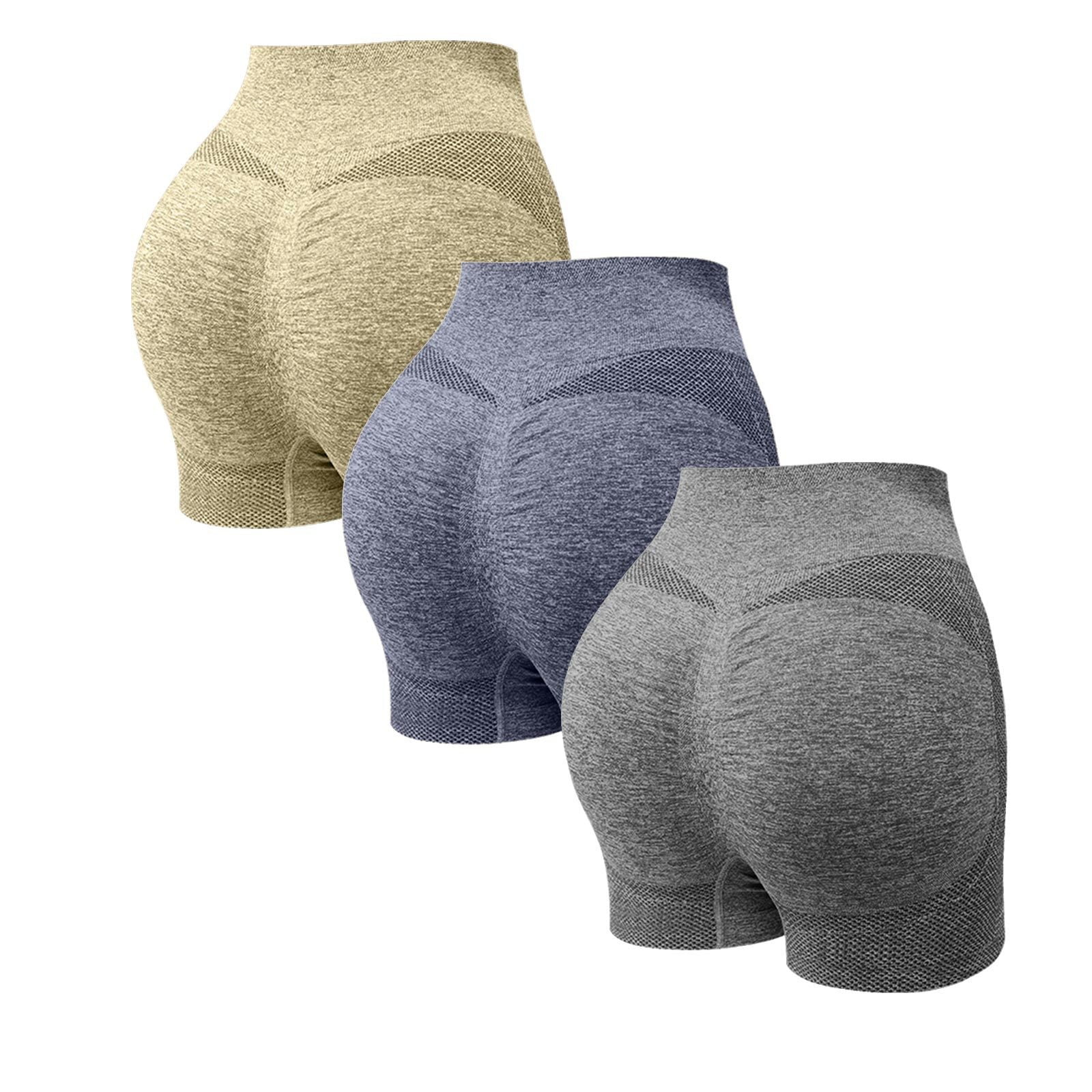 FUNUONY Women's 3 Packs Workout Gym Shorts, Butt Seamless Booty Cycling Shorts Women's High ...