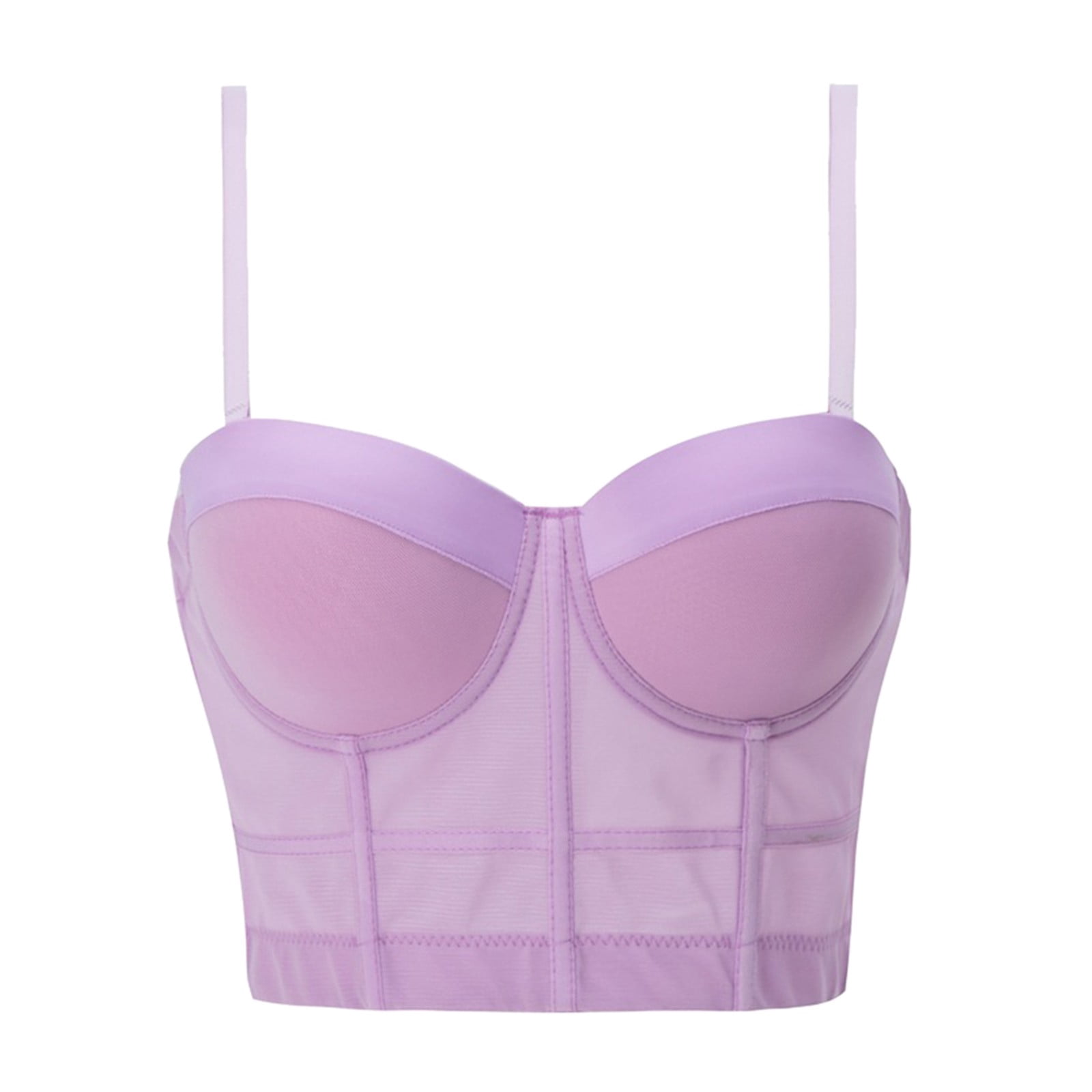 FUNUONY Women's Mesh Bustier Crop Top Push Up Corset Tops Bra Women's ...