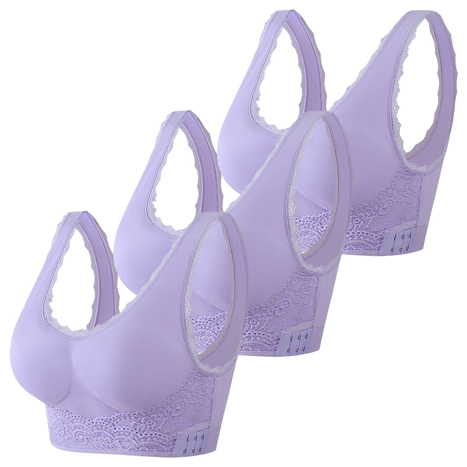 FUNUONY Bra for Women 3 Pack Bra Comfy Corset Bra Front Side Buckle ...