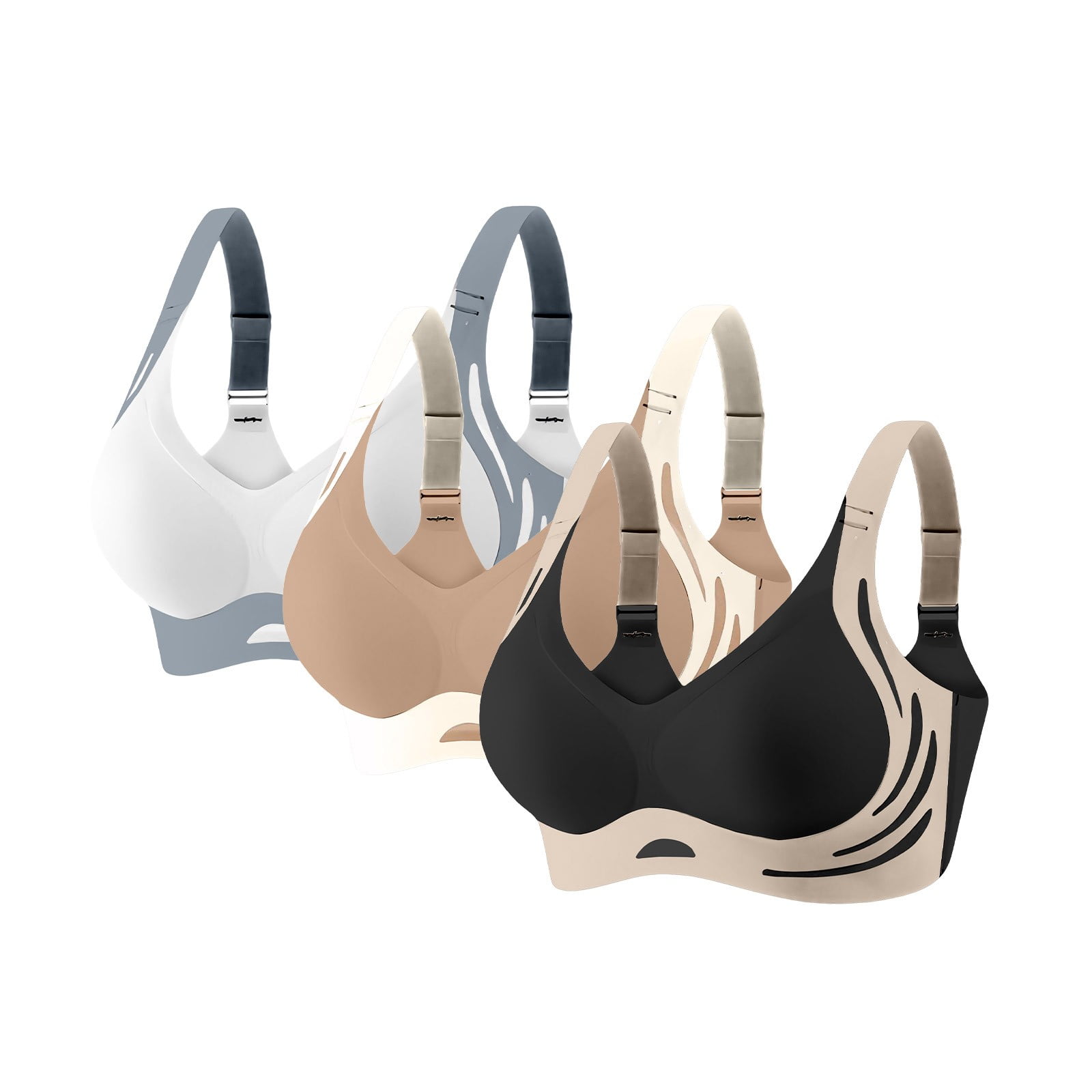 FUNUONY Bra for Women 3Pc Smoothing Bra Anti Sagging Bras Full Coverage ...
