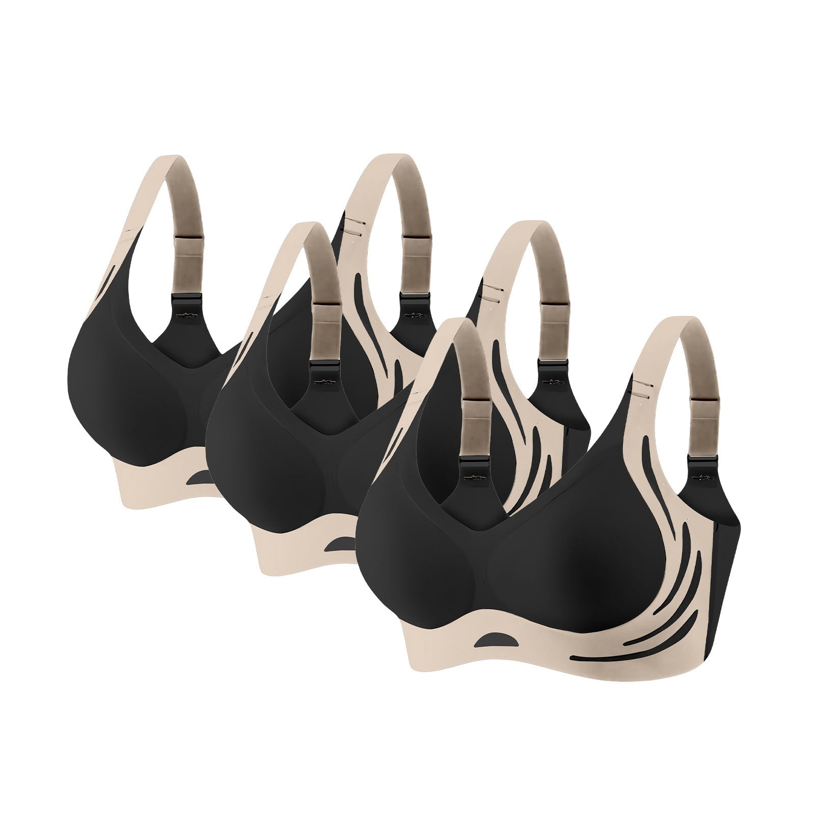 FUNUONY Bra for Women 3Pc Smoothing Bra Anti Sagging Bras Full Coverage ...