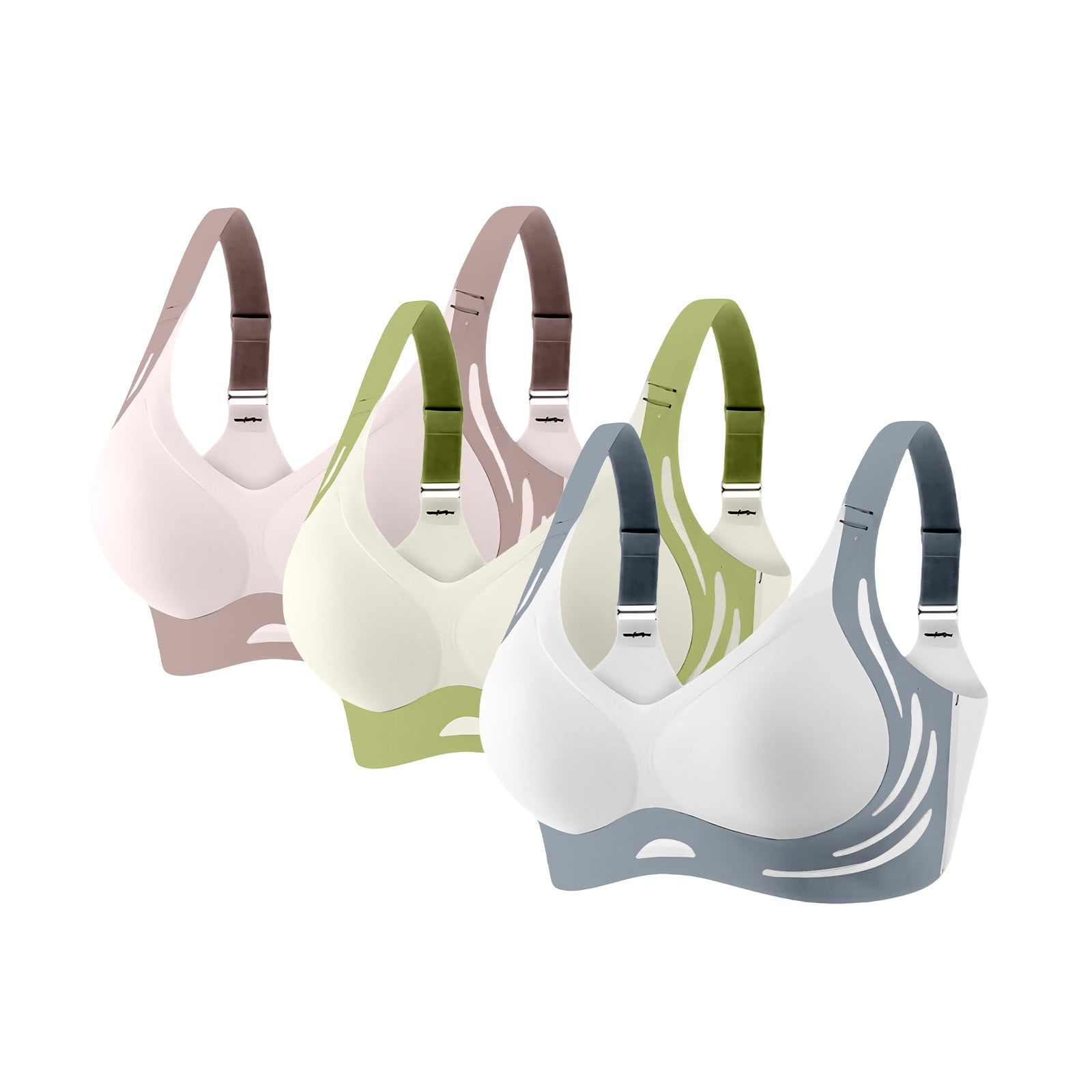 FUNUONY Bra for Women 3Pc Smoothing Bra Anti Sagging Bras Full Coverage ...