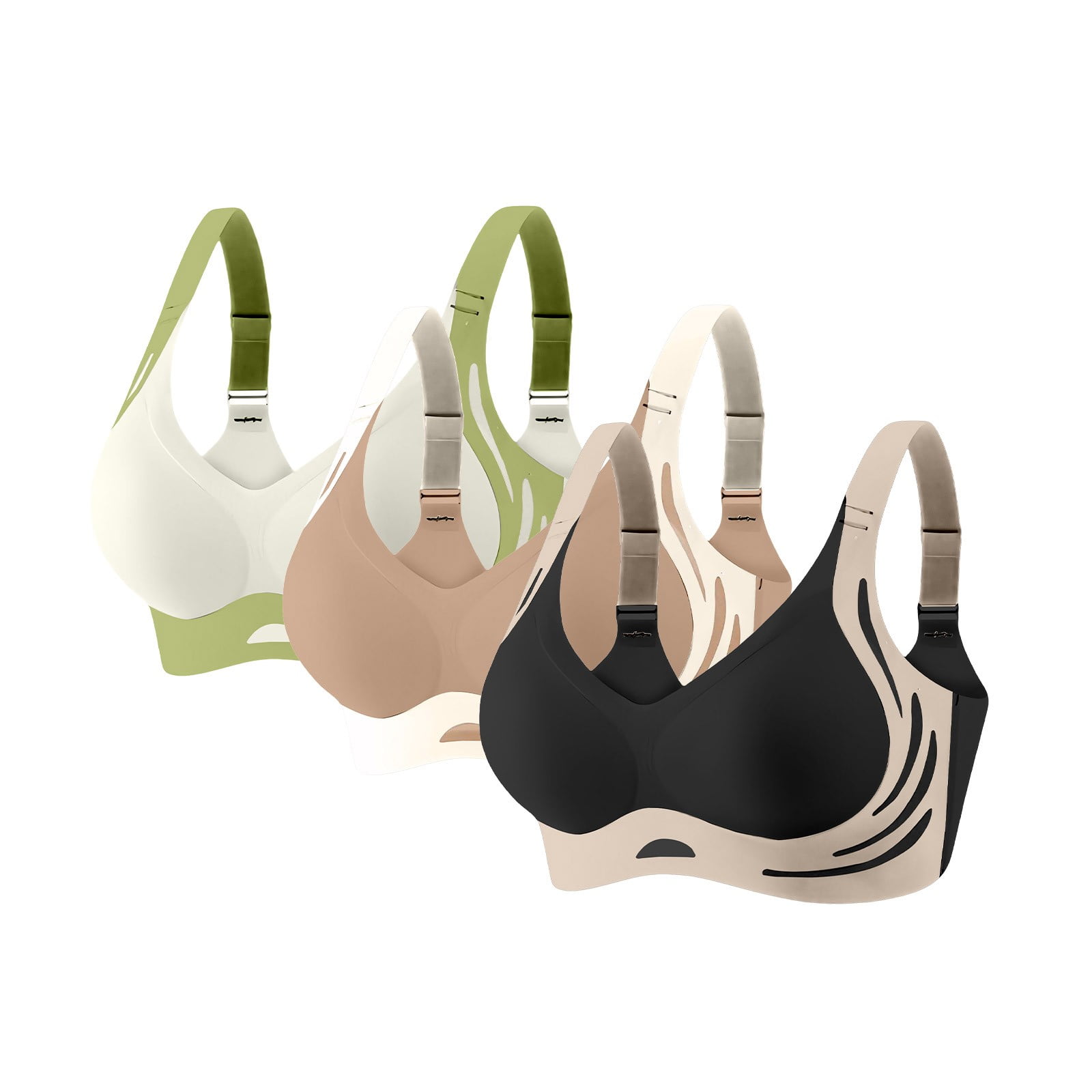 FUNUONY Bra for Women 3Pc Smoothing Bra Anti Sagging Bras Full Coverage ...