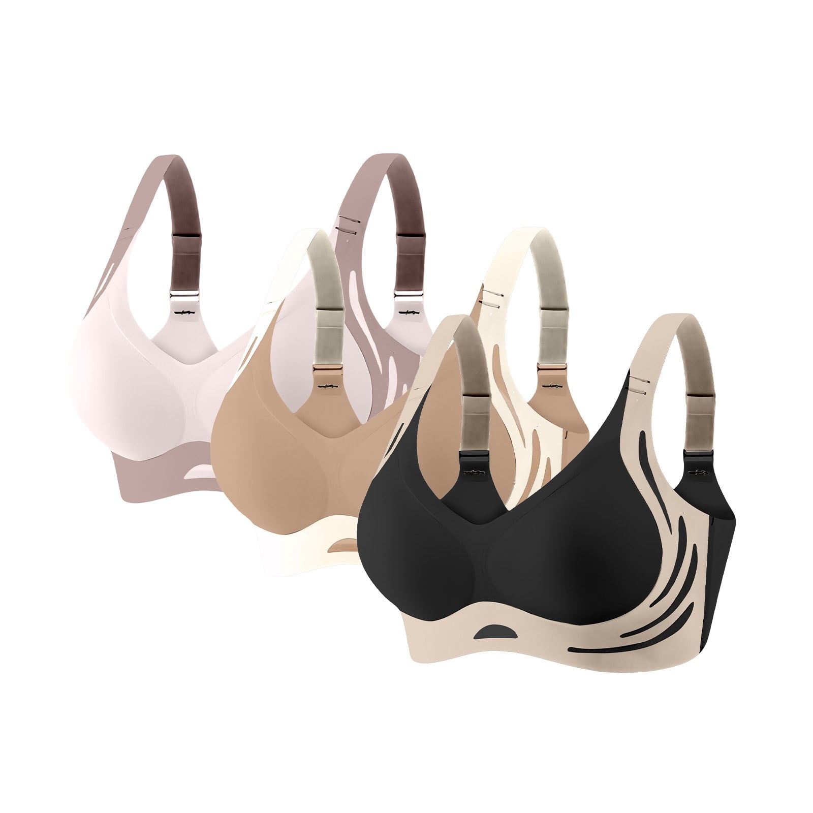 FUNUONY Bra for Women 3Pc Smoothing Bra Anti Sagging Bras Sleep Bra ...