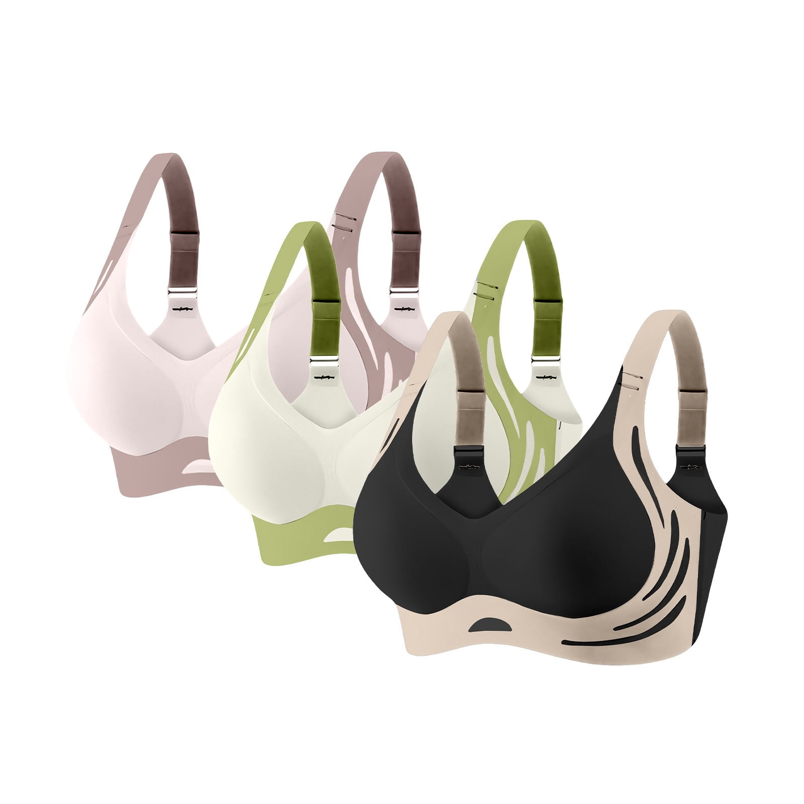 FUNUONY Bra for Women 3Pc Smoothing Bra Anti Sagging Bras Sleep Bra ...