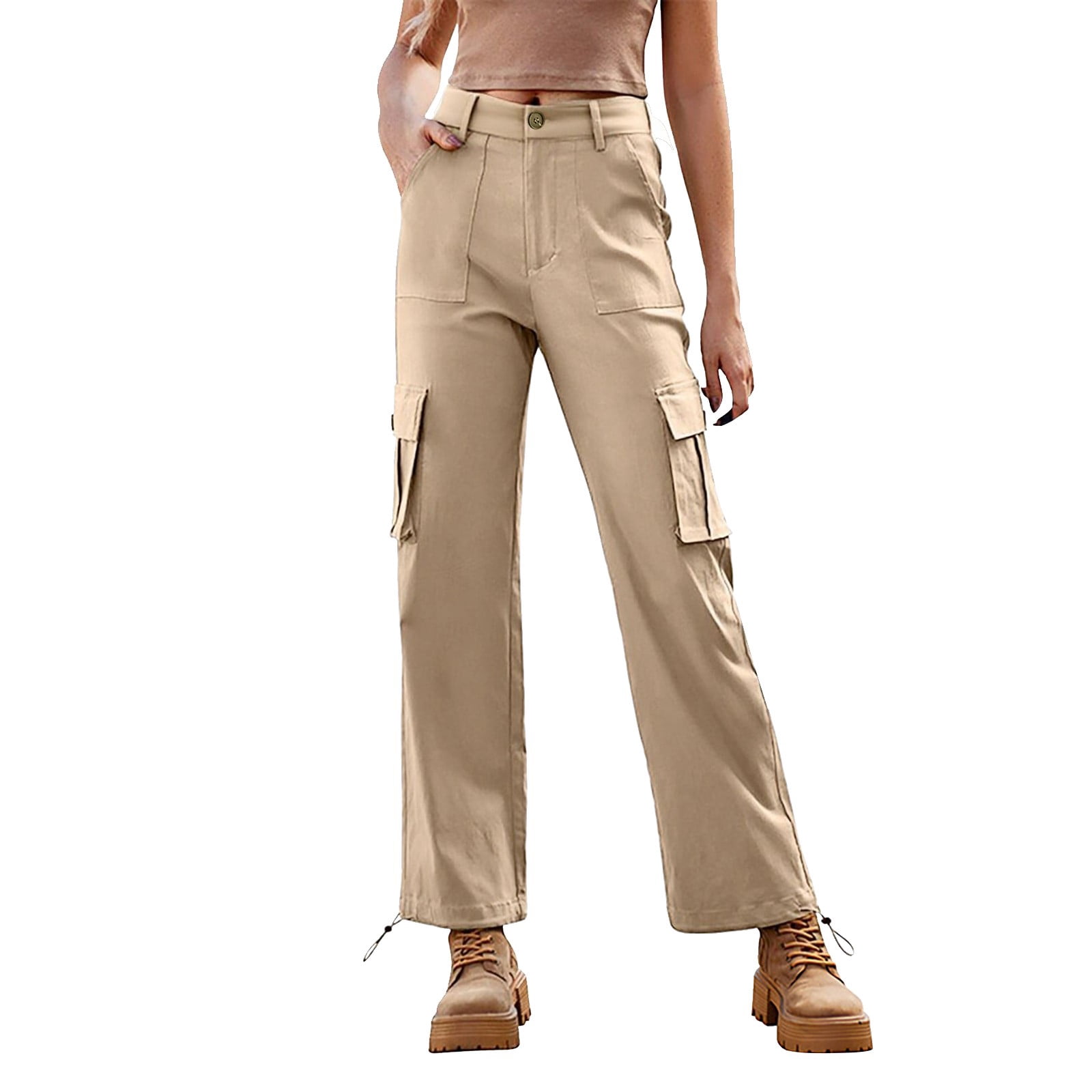 FUNUONY Cargo Pants for Women High Waisted Casual Pants Baggy Loose ...