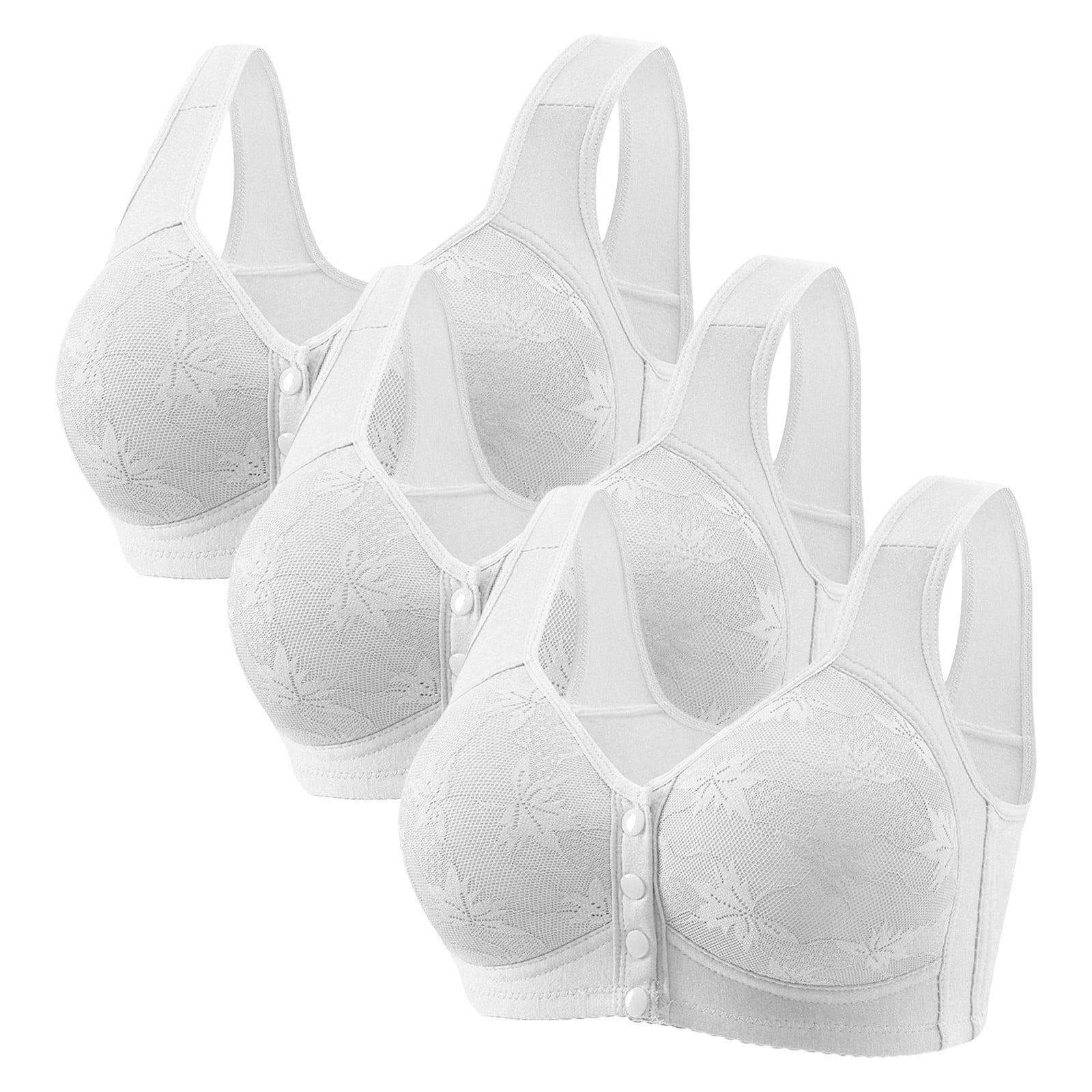 FUNUONY Front Closure Bras for Women Seamless Wireless Push Up Bra No ...