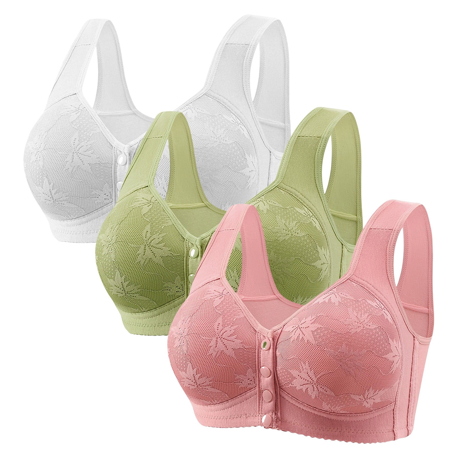 FUNUONY Front Closure Bras for Women Seamless Wireless Push Up Bra No ...