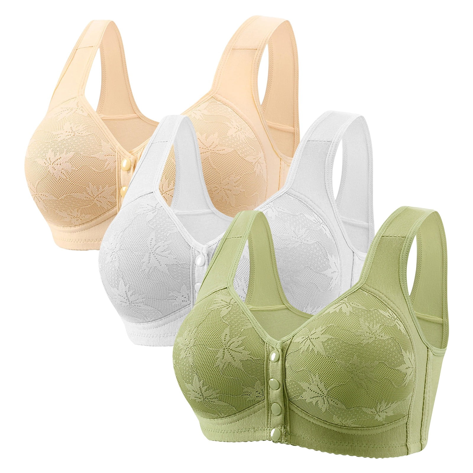 FUNUONY Front Closure Bras for Women Seamless Wireless Push Up Bra No ...