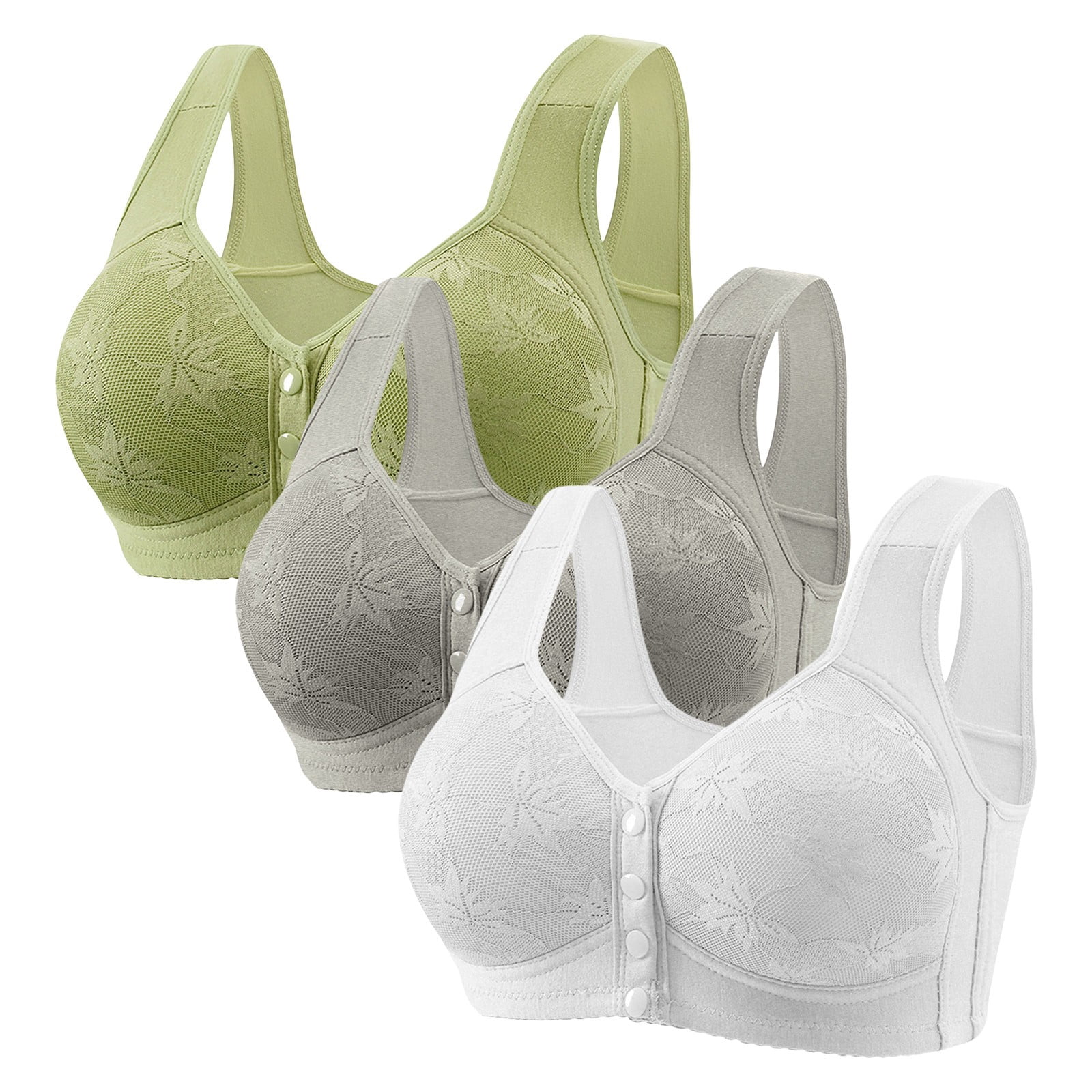 FUNUONY Front Closure Bras for Women Seamless Wireless Push Up Bra No ...