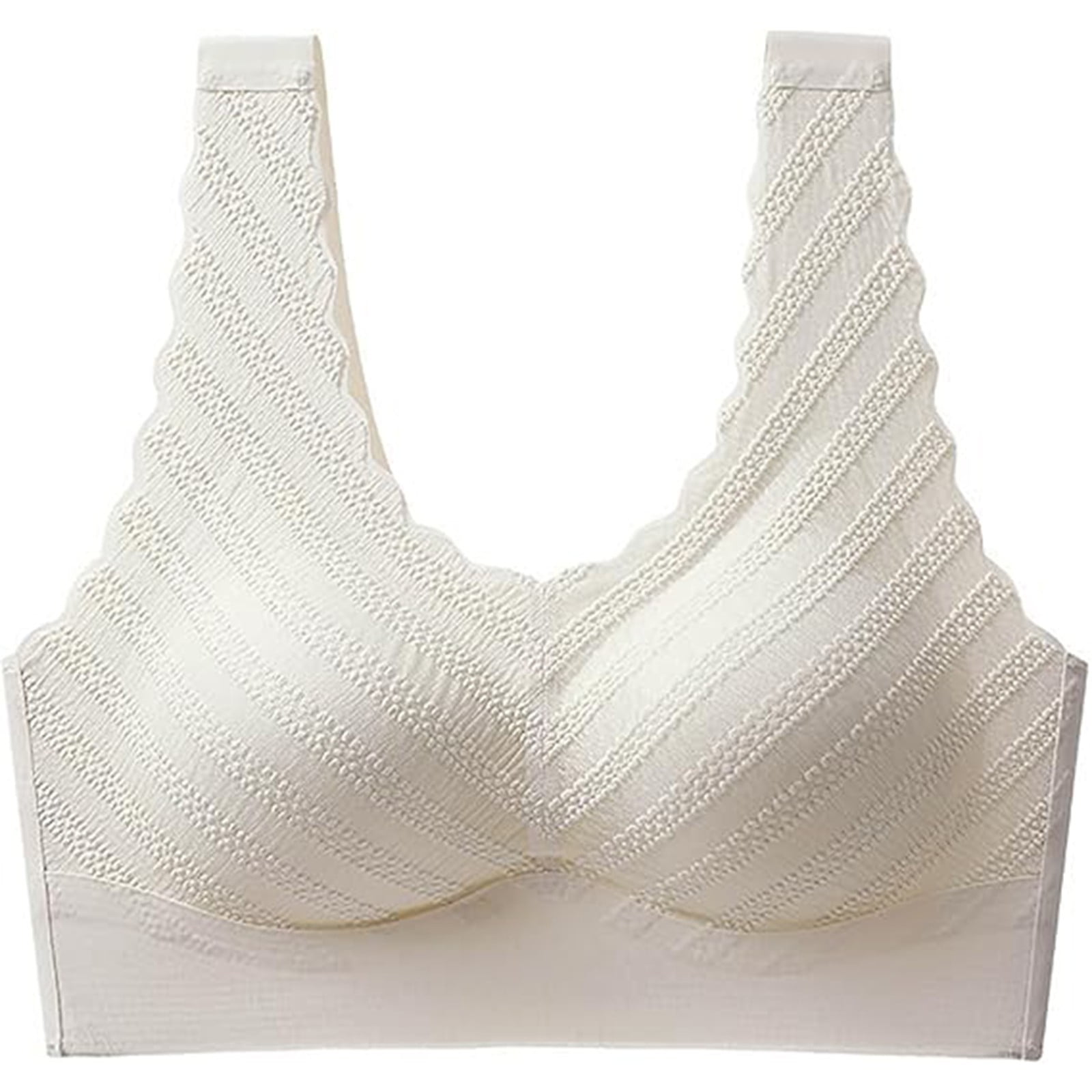 FUNUONY Full Coverage Bra for Women Plus Size Lace Wireless Bralette ...
