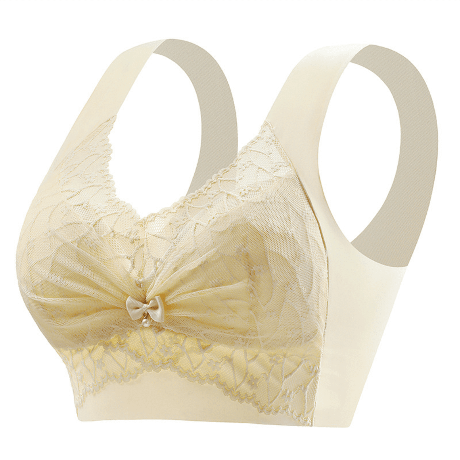 FUNUONY Full Coverage Bra for Women Plus Size Lace Wireless Bralette ...